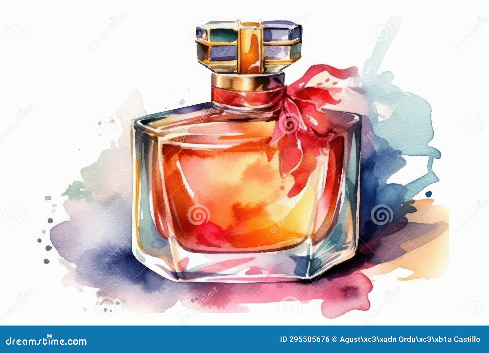 Watercolor Drawing of a Perfume Bottle. Stock Illustration ...