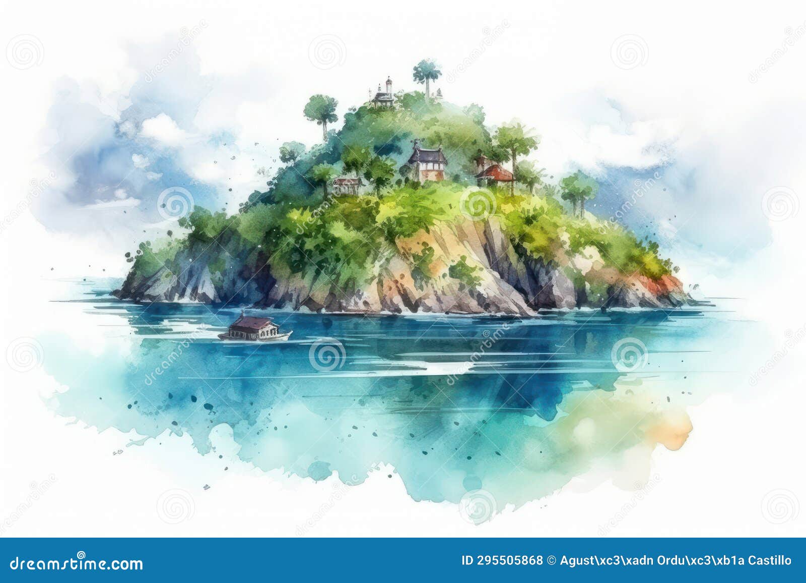 Watercolor Drawing of Phuket Beach in Thailand. Stock Illustration ...