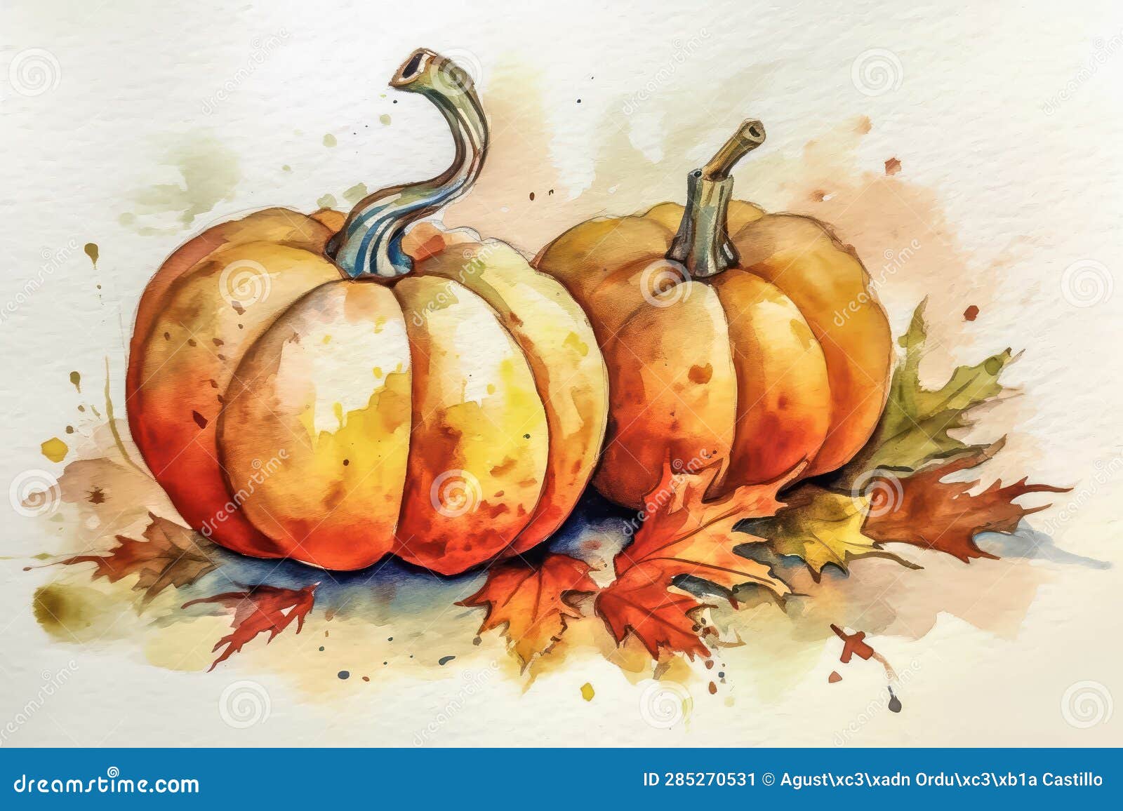 Watercolor Drawing of a Pumpkin. Generative AI. Stock Illustration ...