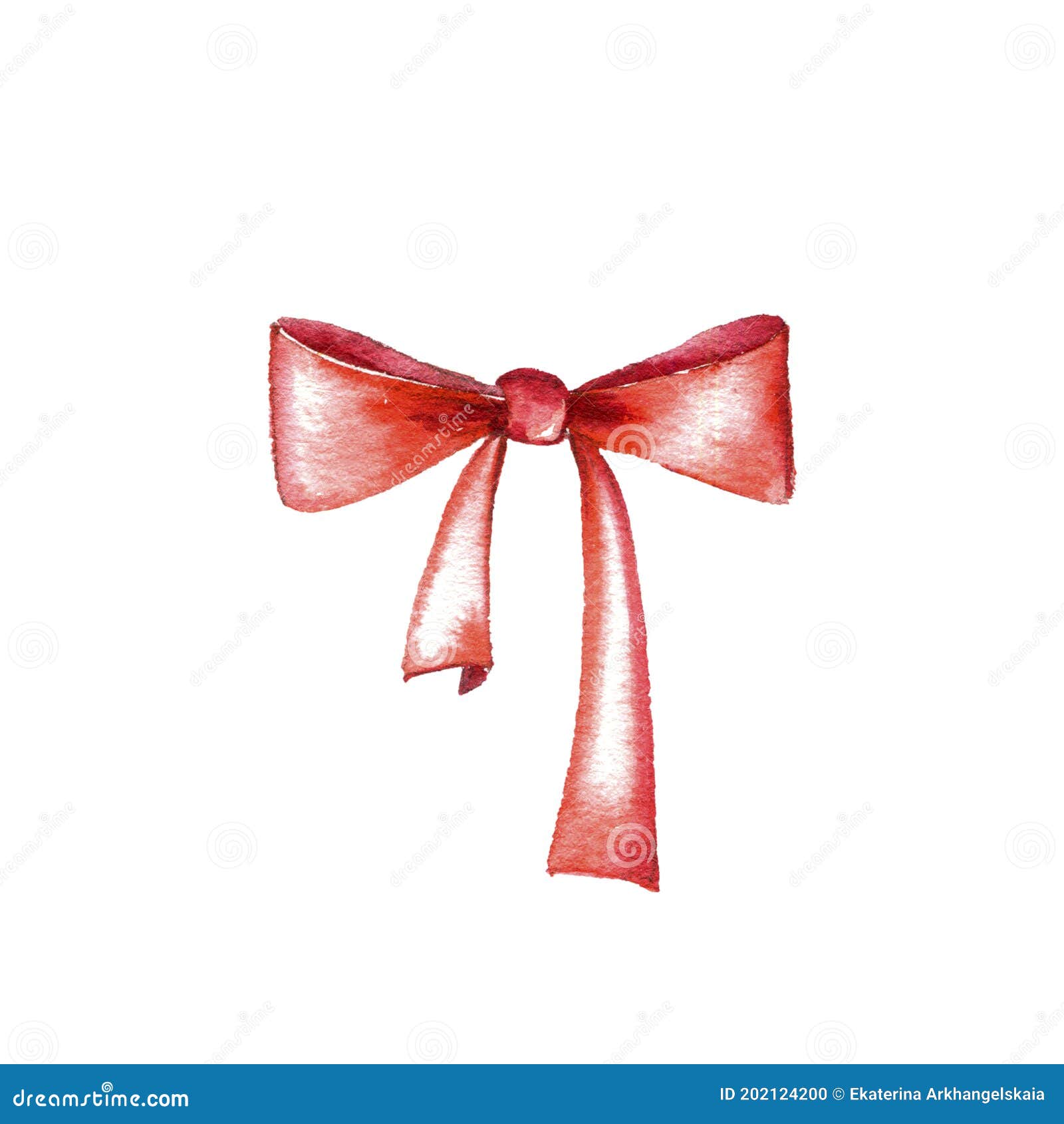 Watercolor drawing red bow stock illustration. Illustration of ribbon ...