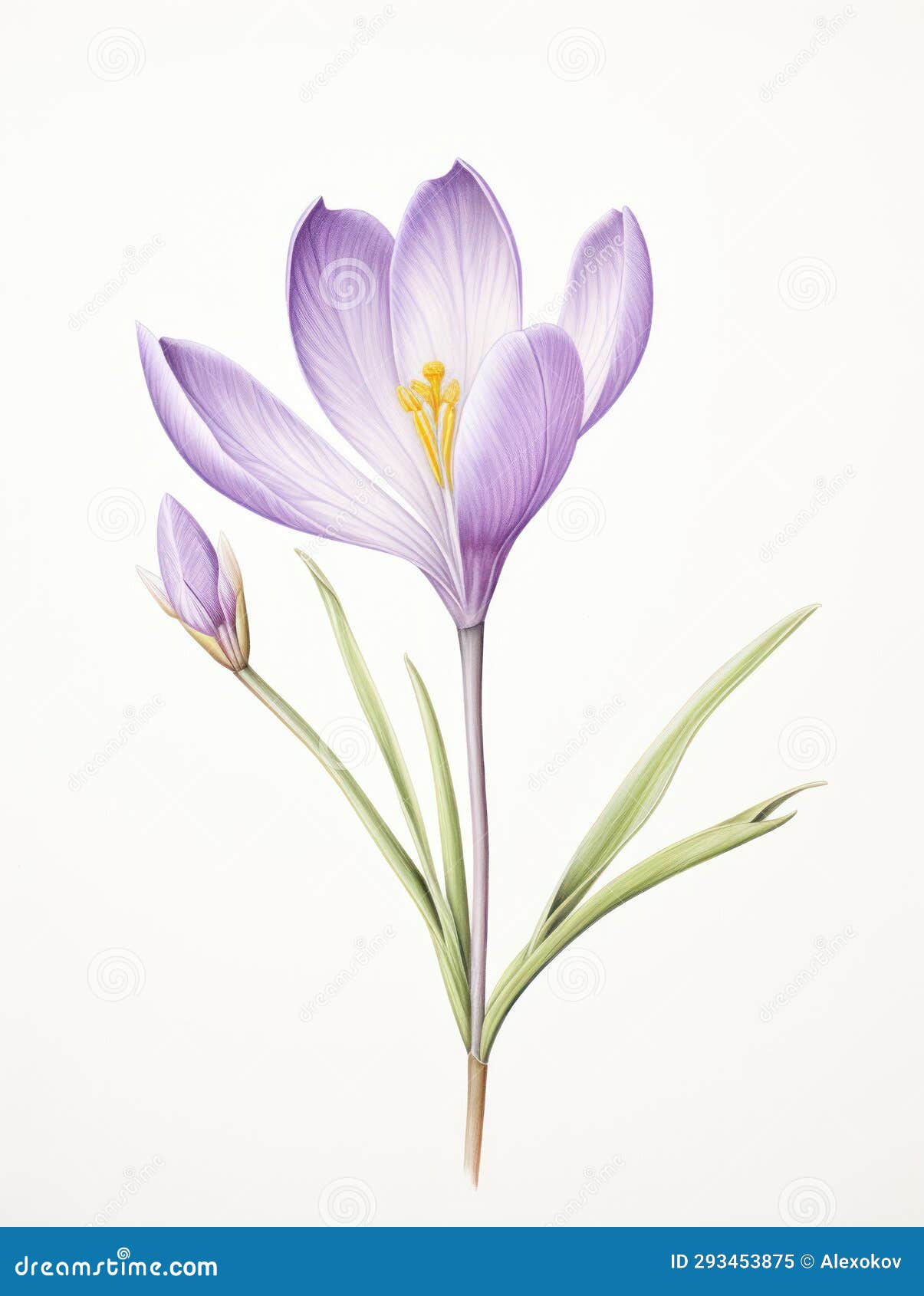 Watercolor Drawing of the Saffron Crocus AI Generated Stock ...