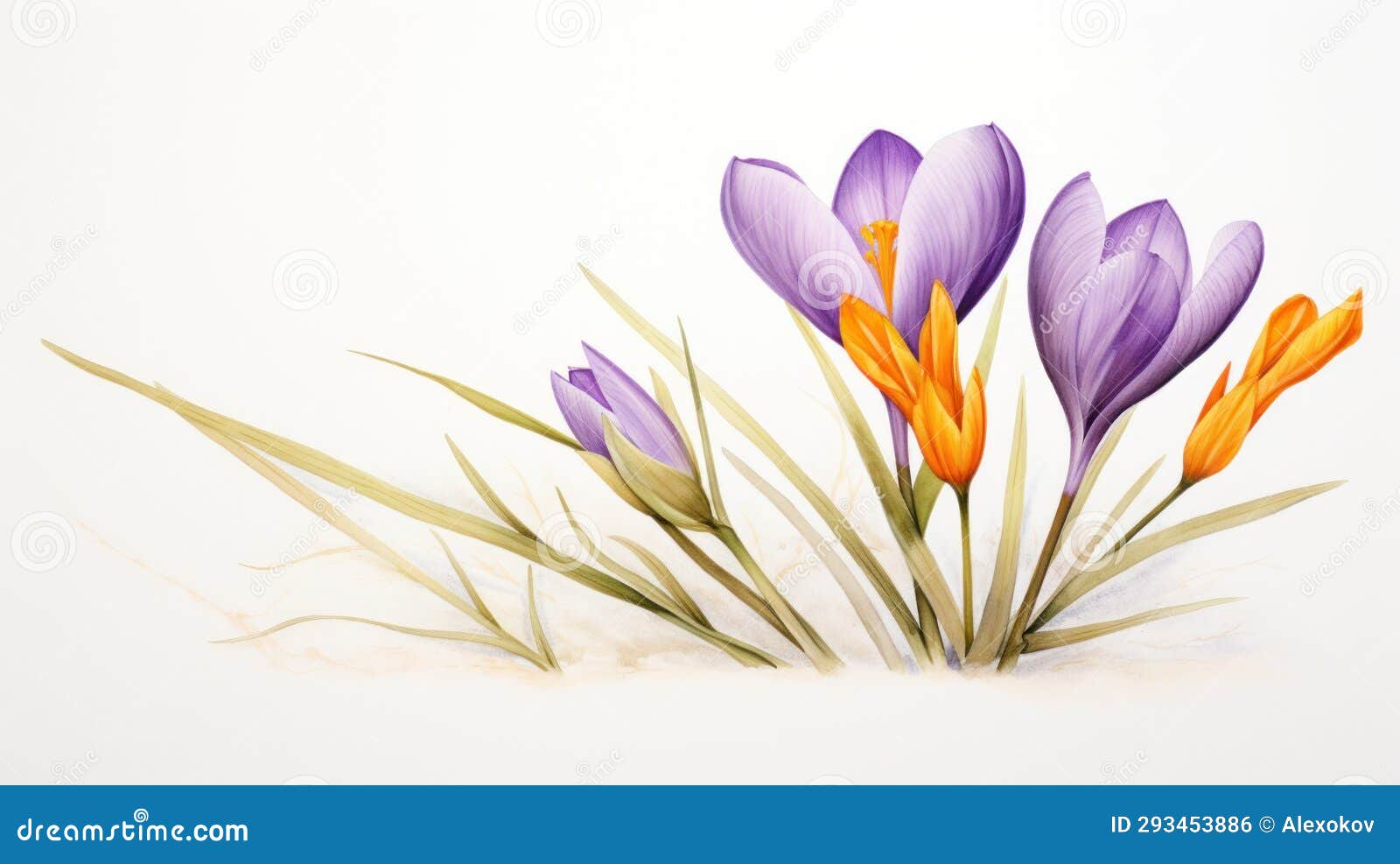 Saffron Crocus Flower Crocus Sativus. Hand Draw Sketch Cartoon Vector ...