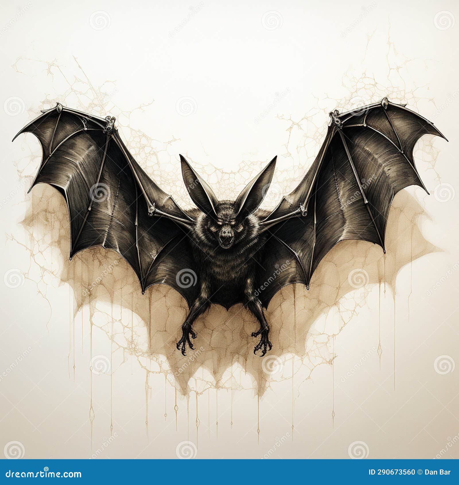 Watercolor Drawing of a Scary Bat, Spooky Halloween Element. Generative ...