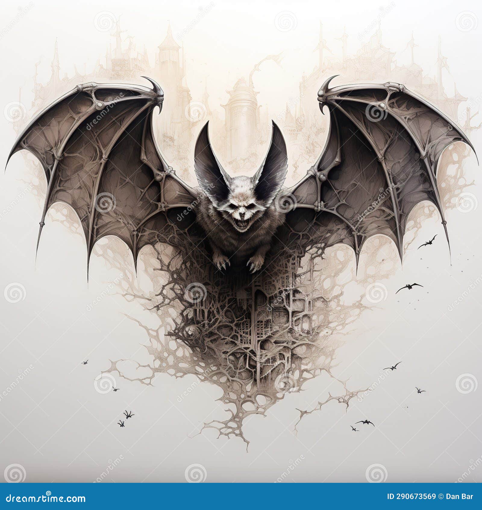 Watercolor Drawing of a Scary Bat, Spooky Halloween Element. Generative ...