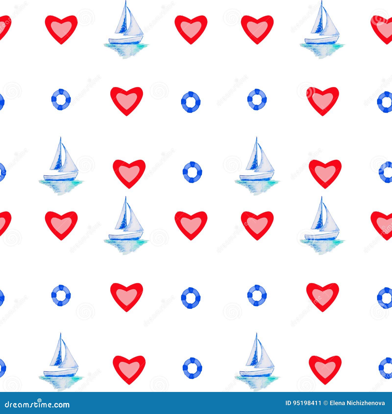 Watercolor Drawing Sea Theme Stock Illustration - Illustration of ship ...