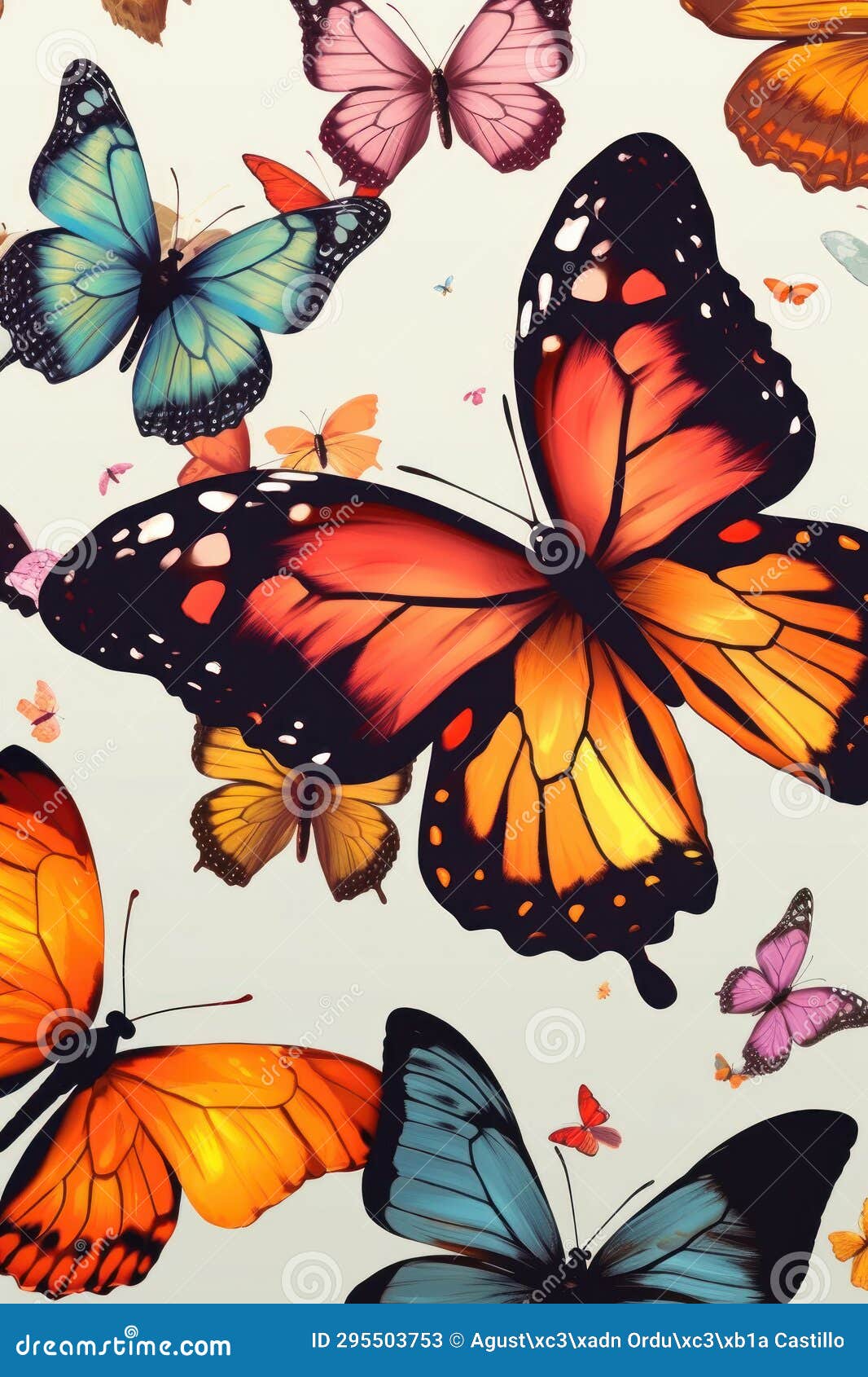 Watercolor Drawing of a Set of Butterflies. Generative AI. Stock ...