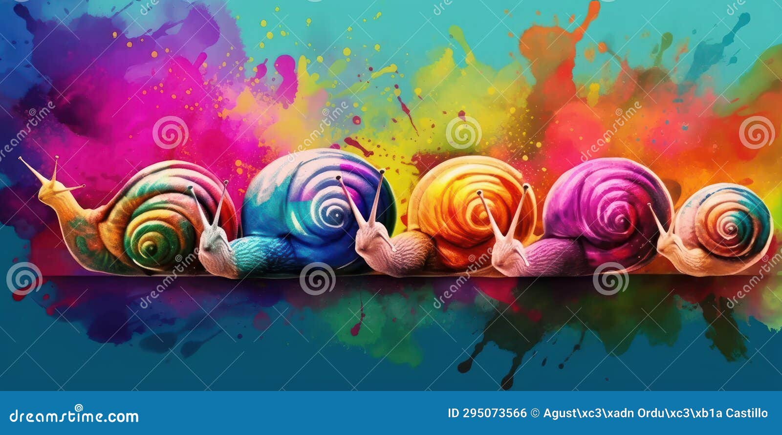 Watercolor Drawing of Snails in a Row. Stock Illustration ...