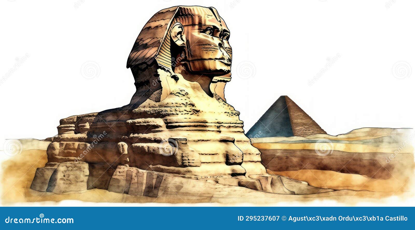 Watercolor Drawing of the Sphinx of Egypt. Stock Illustration ...