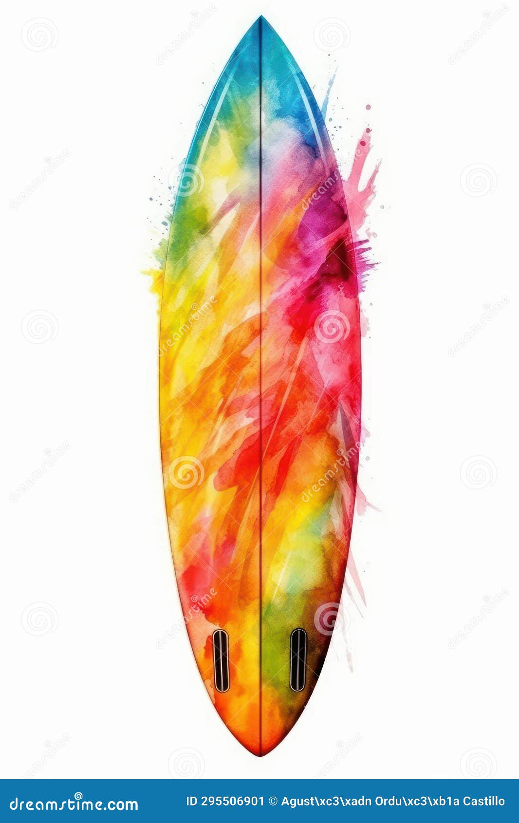 Watercolor Drawing of a Surfboard. Stock Illustration - Illustration of ...