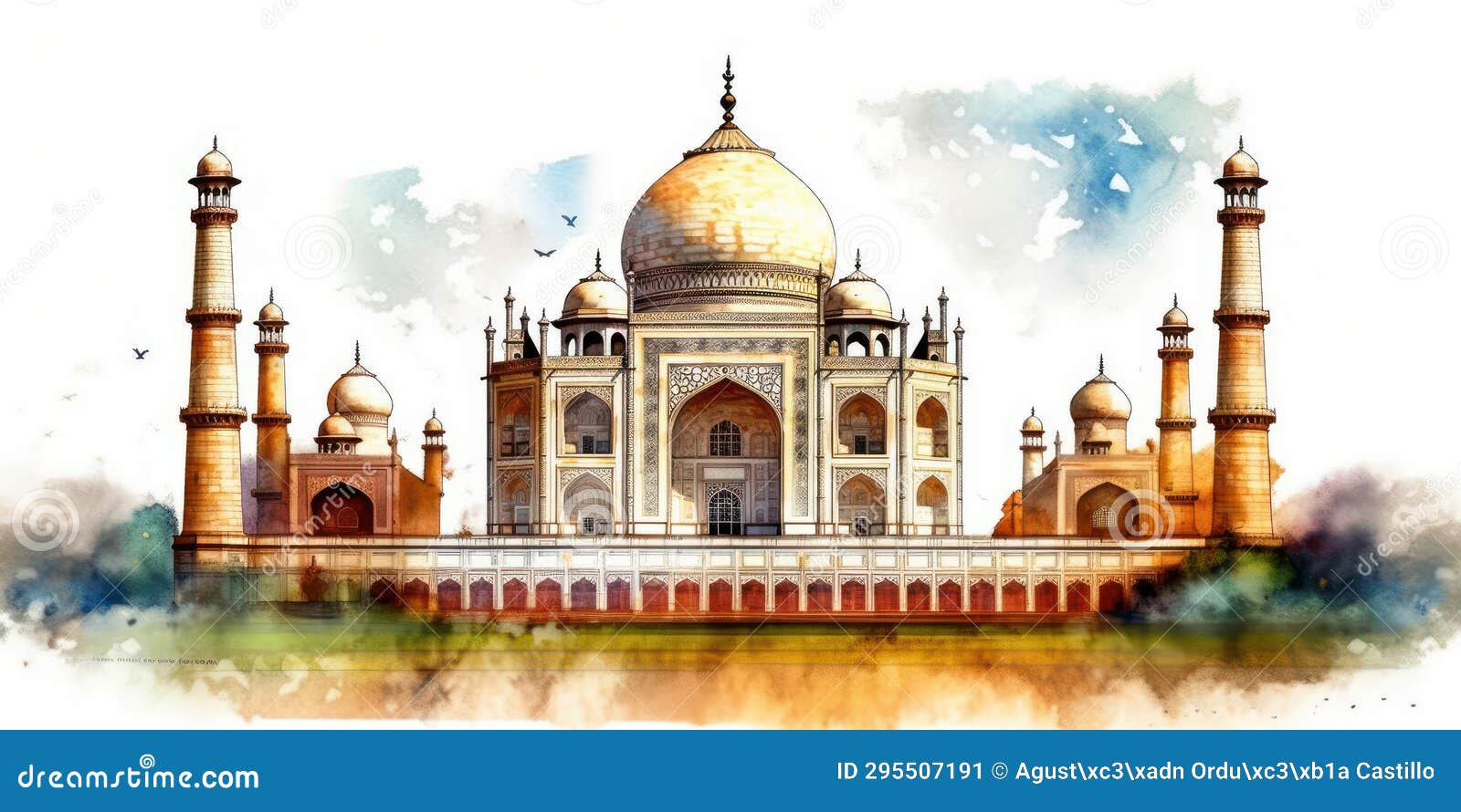 Watercolor Drawing of the Taj Mahal in India. Stock Illustration ...