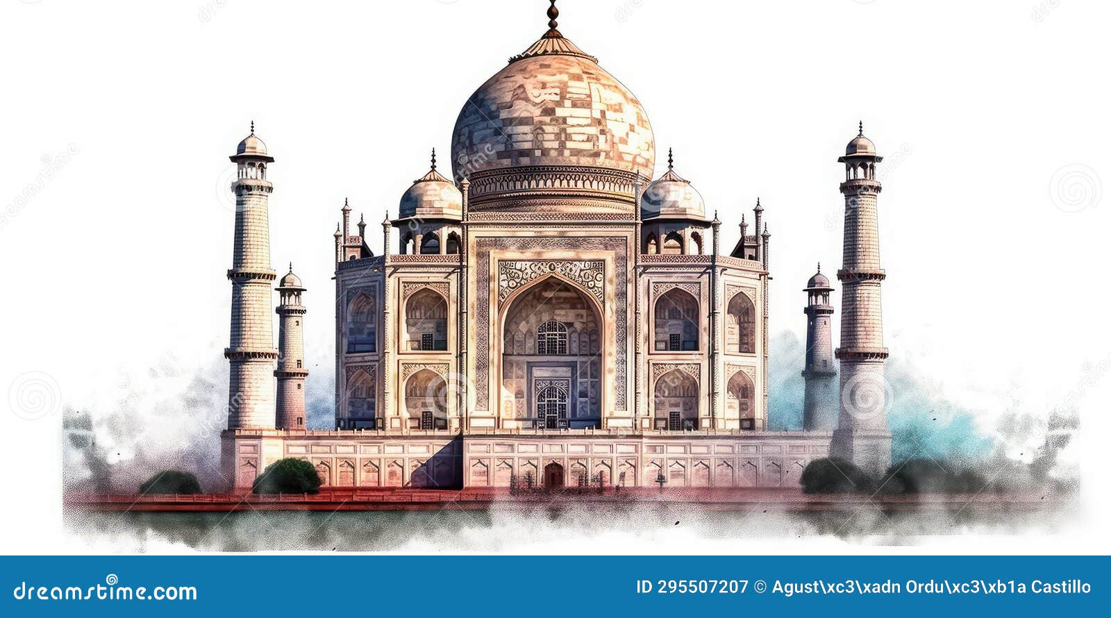 Watercolor Drawing of the Taj Mahal in India. Stock Illustration ...