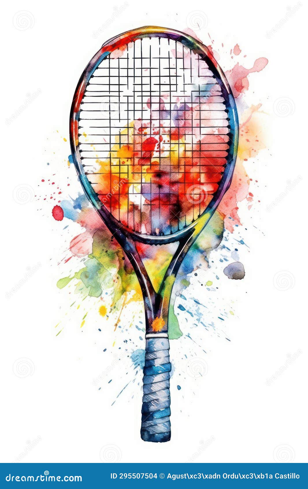 Watercolor Drawing of a Tennis Racket. Stock Illustration ...