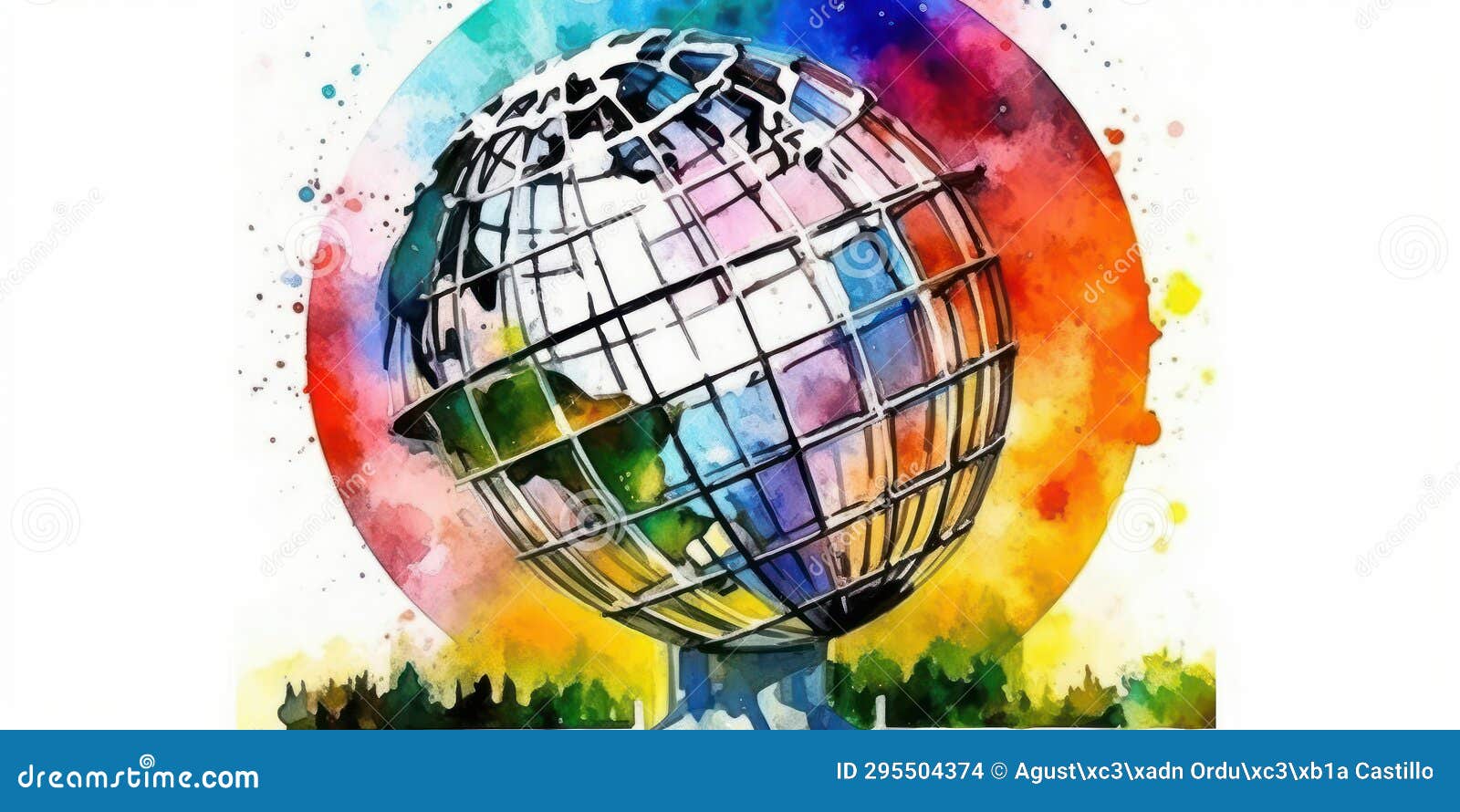 Watercolor Drawing of the Unisphere Monument in New York. Generative AI ...