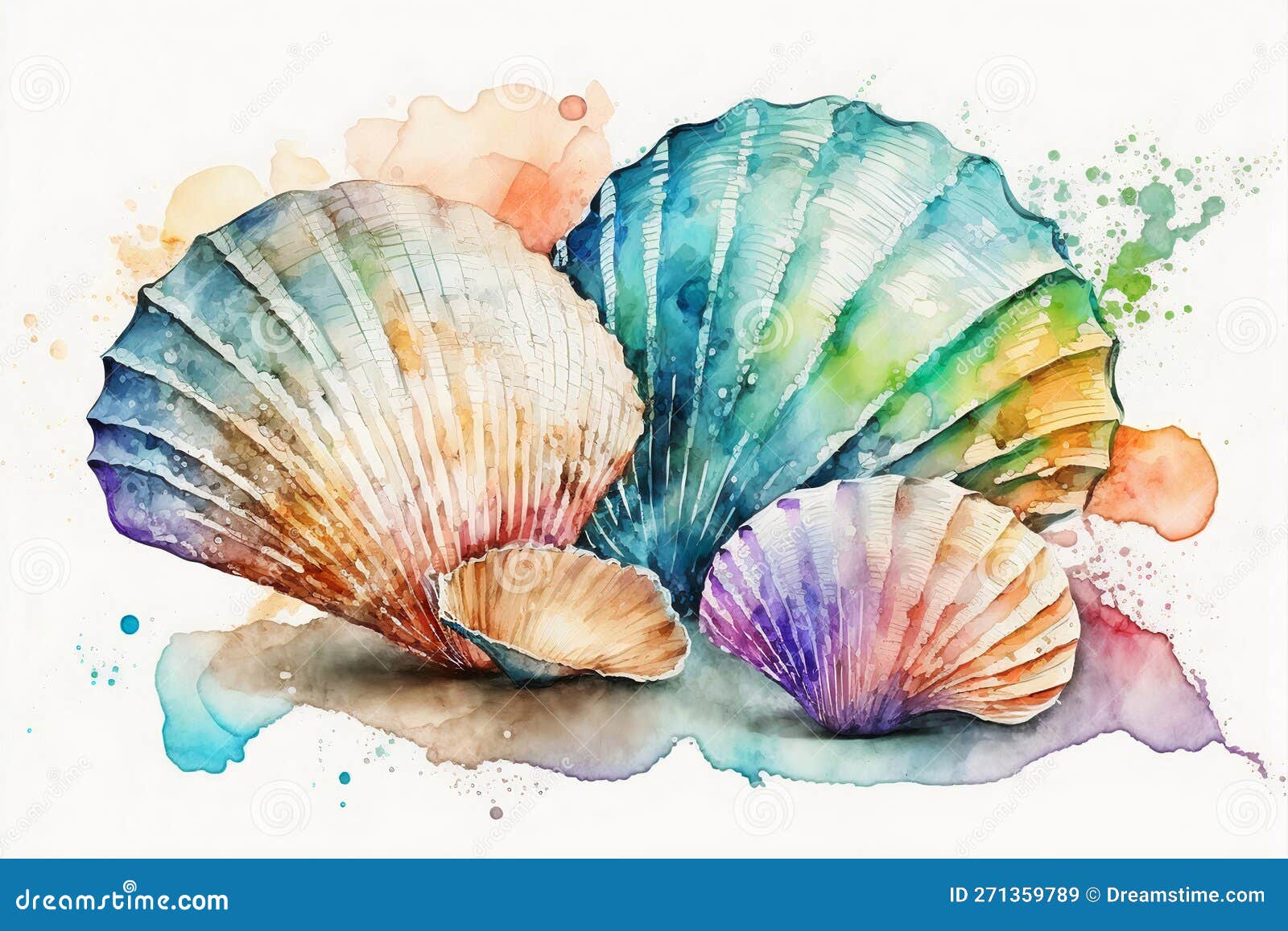 Watercolor Drawing of Various Shells and Snails Stock Illustration ...