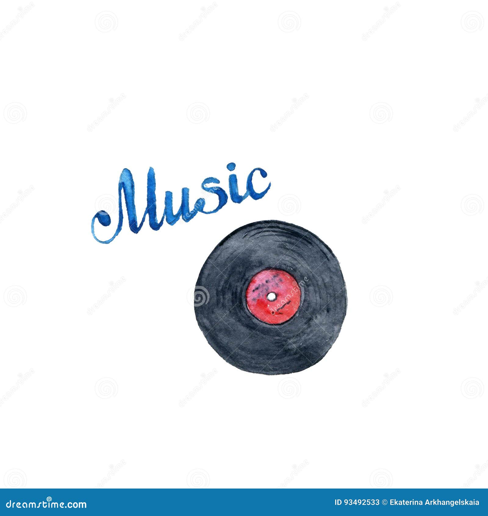 Watercolor Drawing Vinyl Record Stock Illustration - Illustration of ...