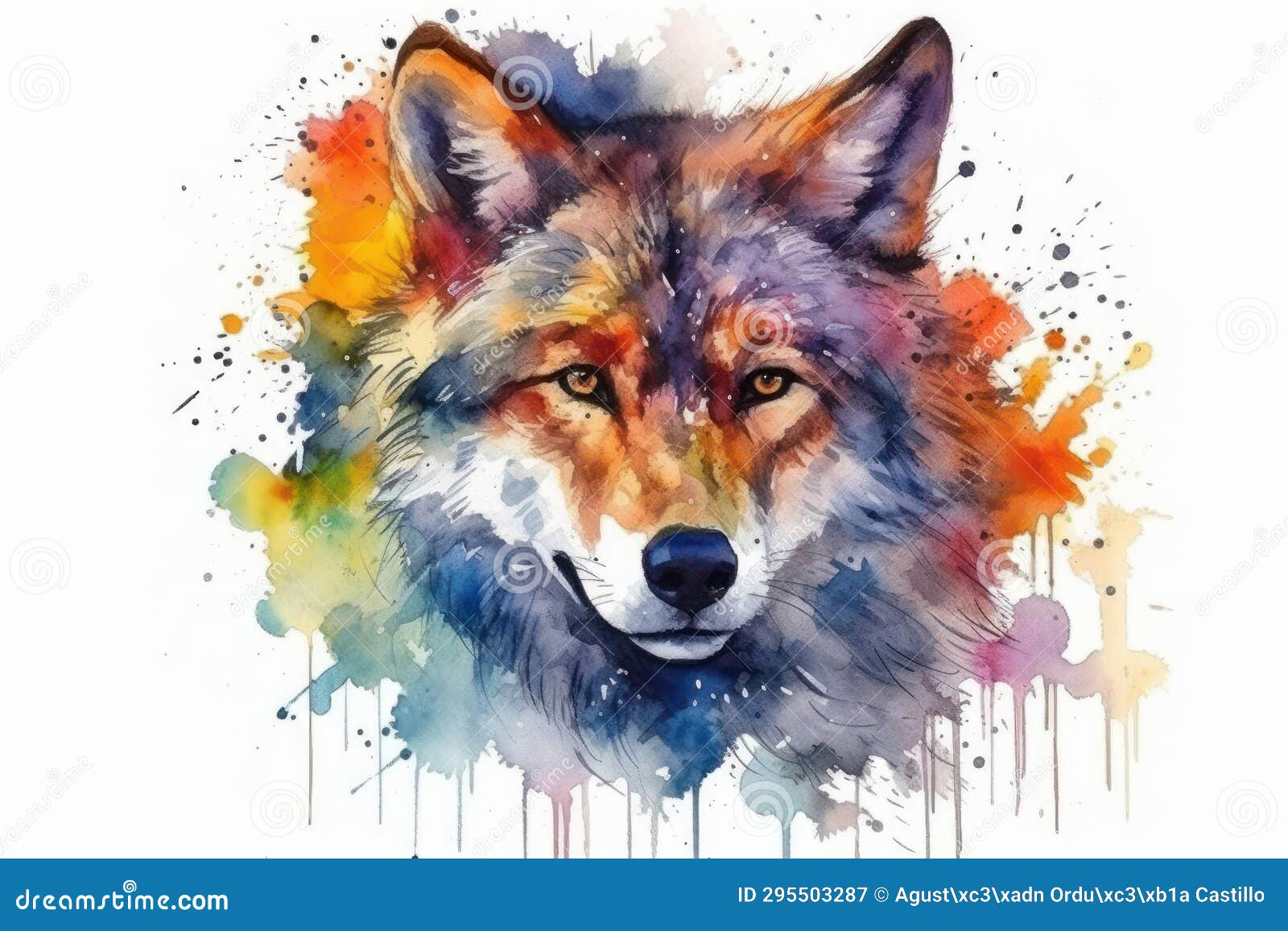 Watercolor Drawing of a Wolf - Canis Lupus. Generative AI. Stock Image ...