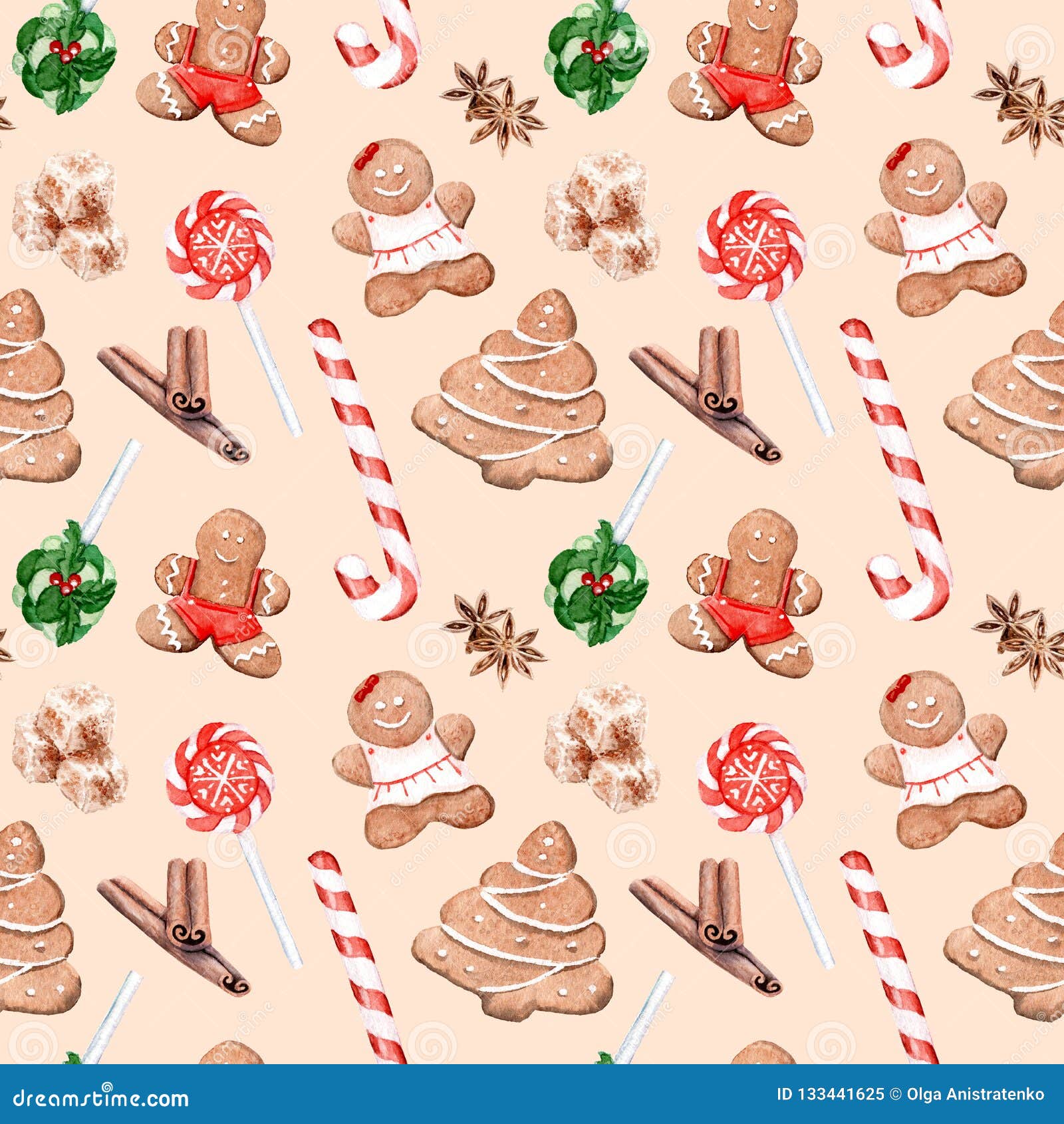 Watercolor Drawings on the Theme of Christmas Sweets Stock Illustration ...