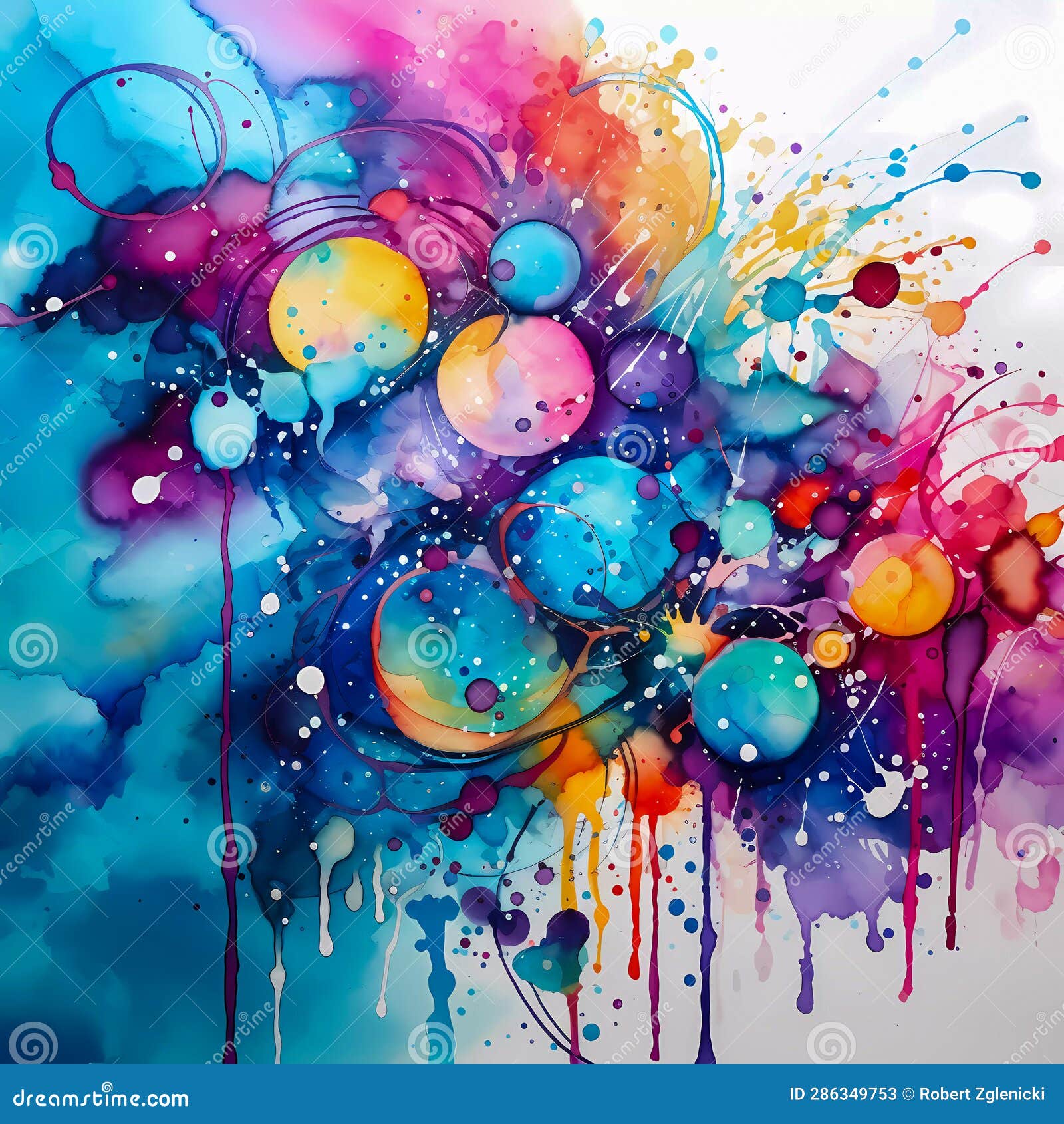 Watercolor Dreams: Abstract Flowing Background, Generative AI Stock ...