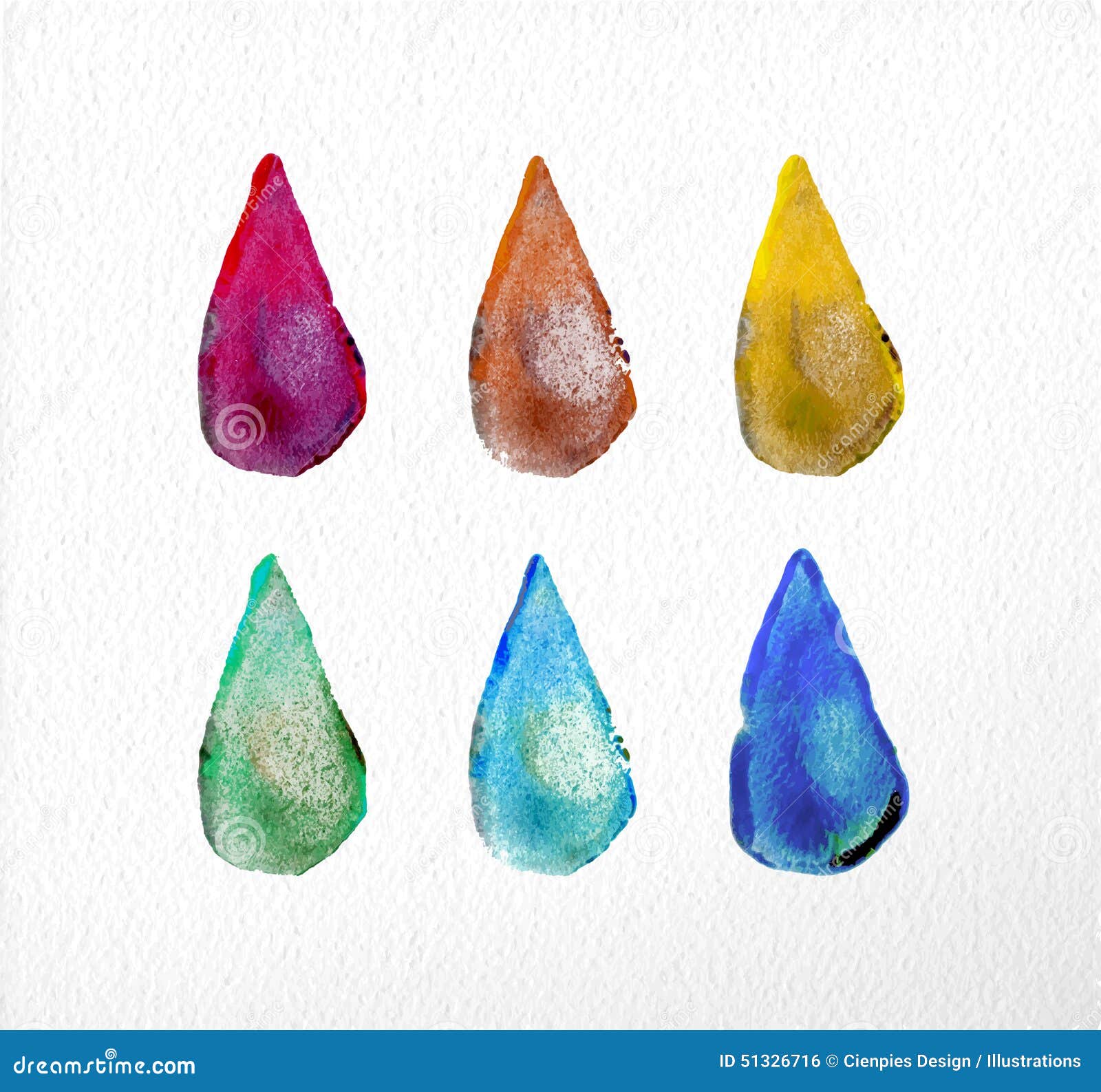 Watercolor Drop Set Hand Drawn Illustration Stock Vector - Illustration ...