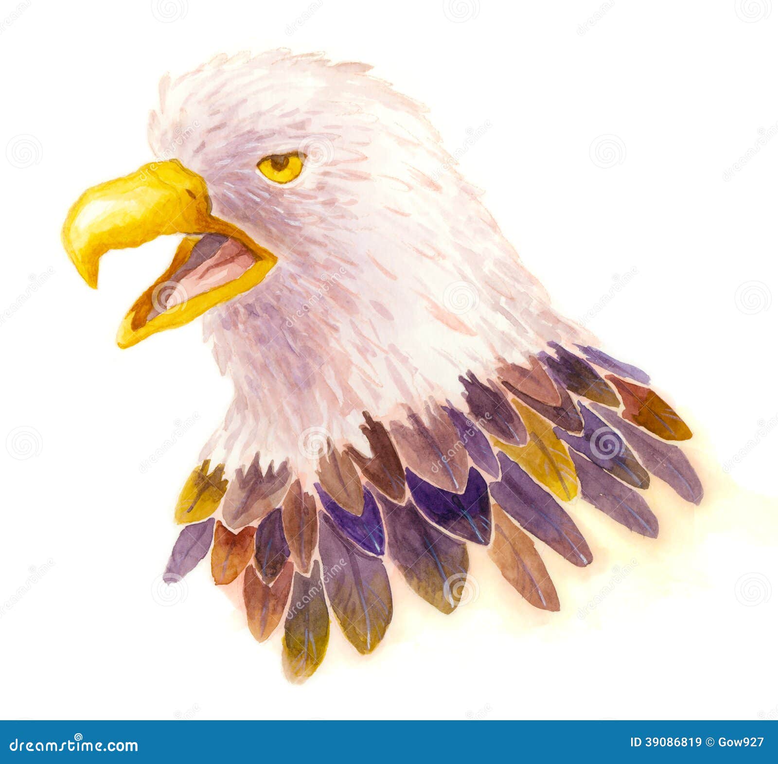 Watercolor Eagle stock illustration. Illustration of freedom - 39086819