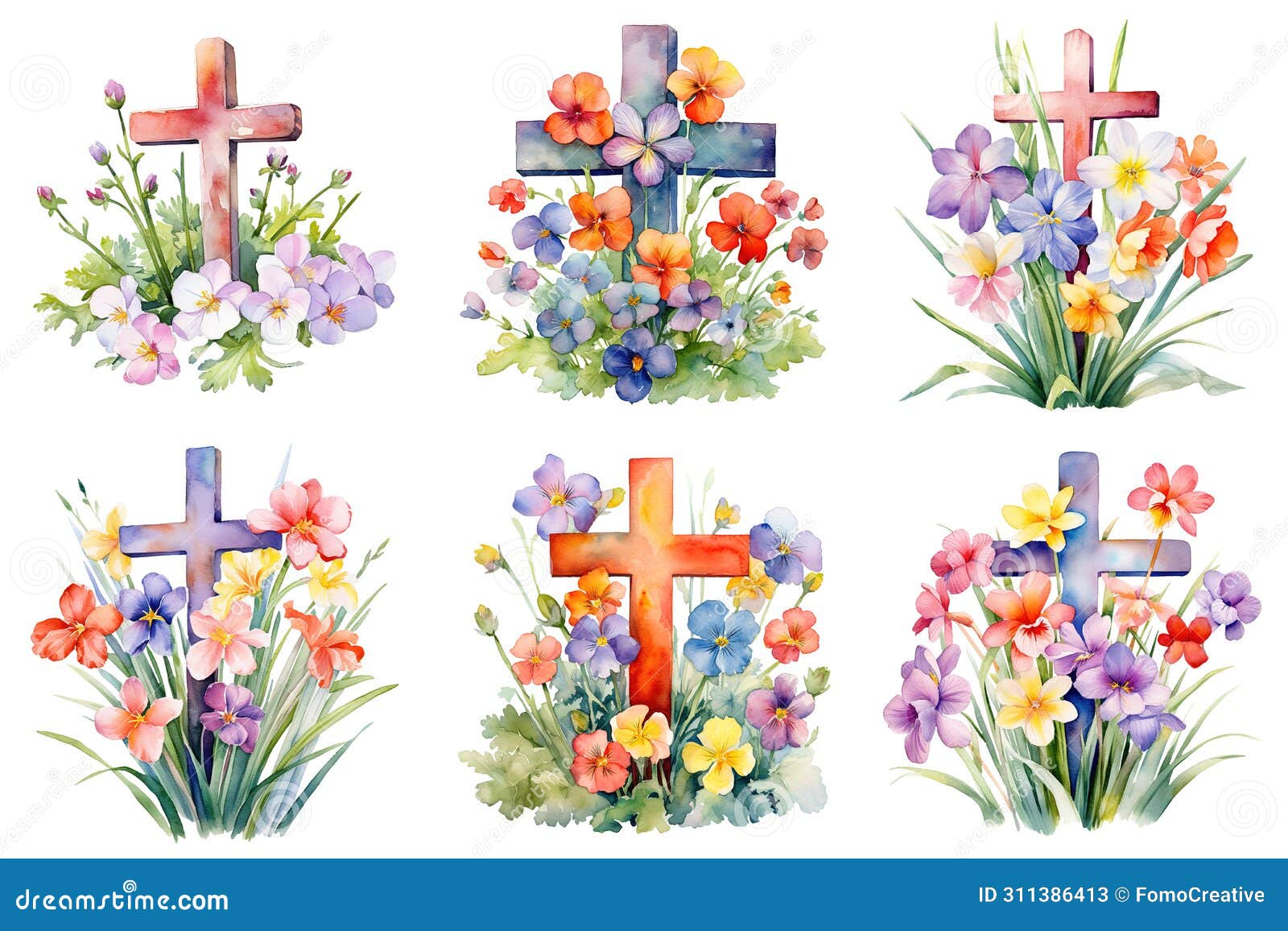 Easter Crosses, Crucifixion Of Jesus Christ, Calvary, Golgotha. Royalty ...