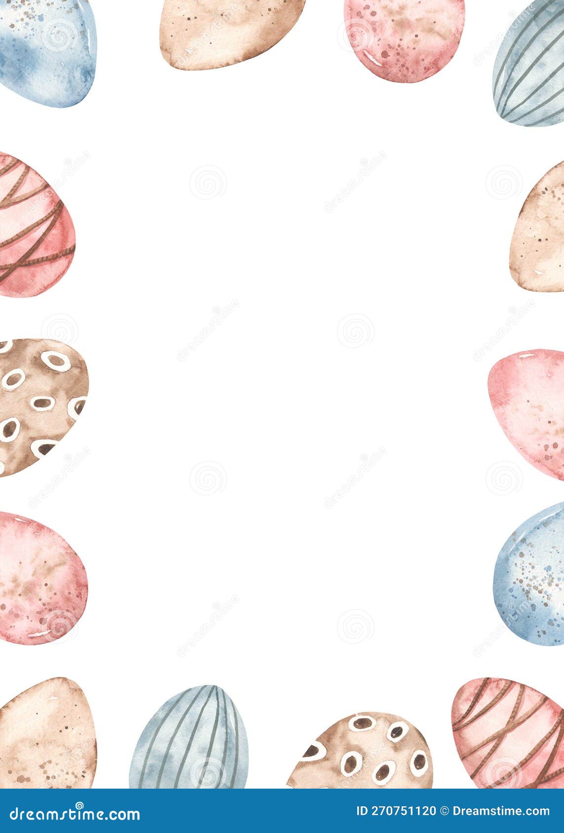 Watercolor Easter Rectangular Frame with Colorful Easter Eggs. Happy ...