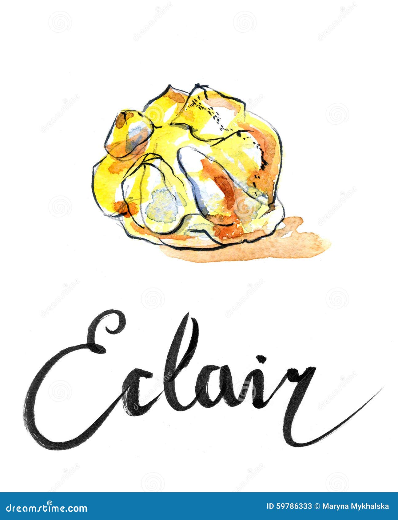 Eclair Hand Drawn Sketch Isolated On White. Vector Illustration Of ...