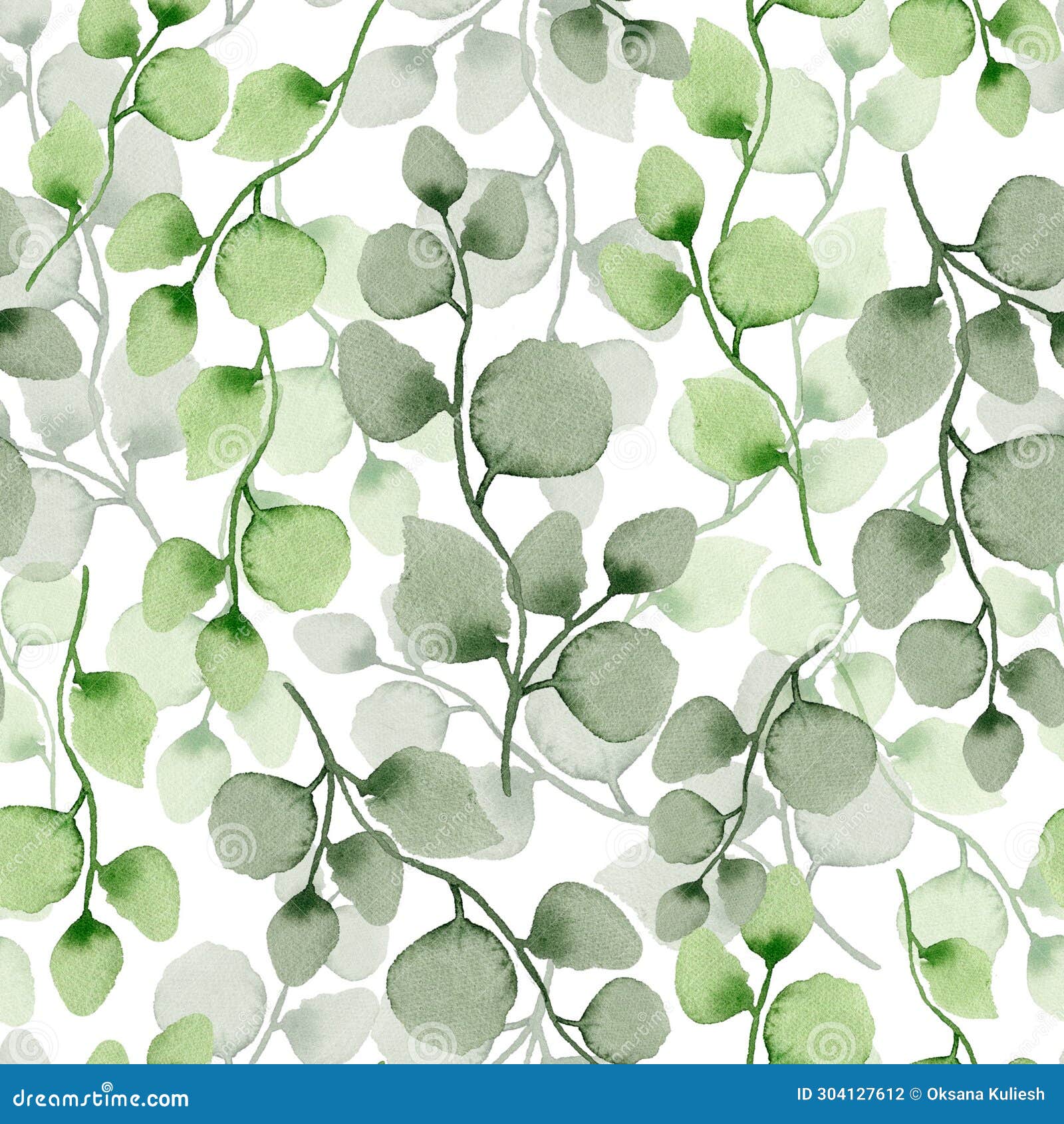 Watercolor Elegant Seamless Greenery Pattern Stock Illustration ...