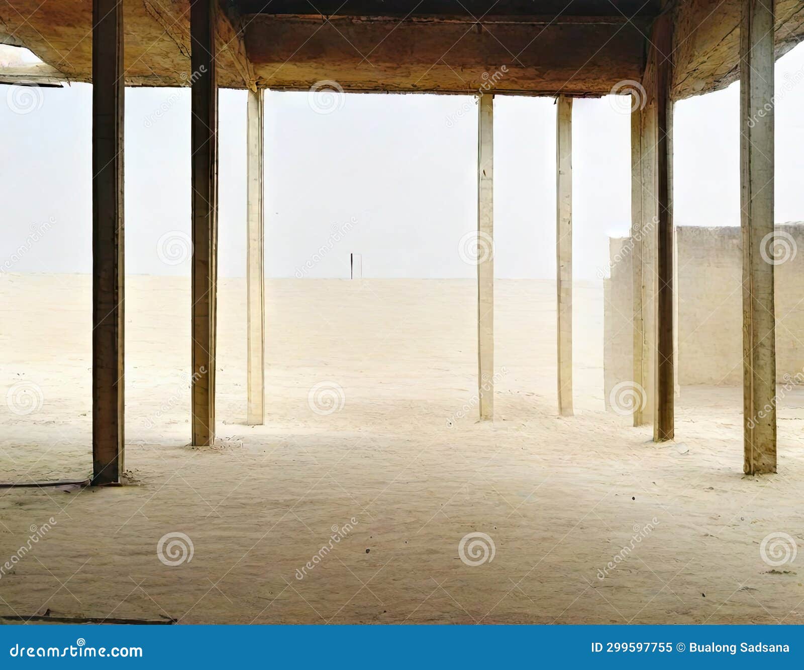 Watercolor of Empty Construction Site Covered in Sand with Vacant Stock ...