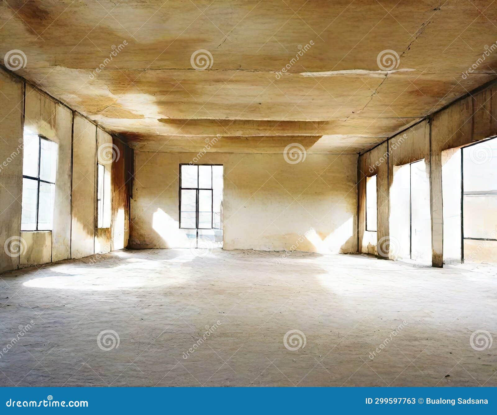 Watercolor of Empty Construction Site Covered in Sand with Vacant Stock ...