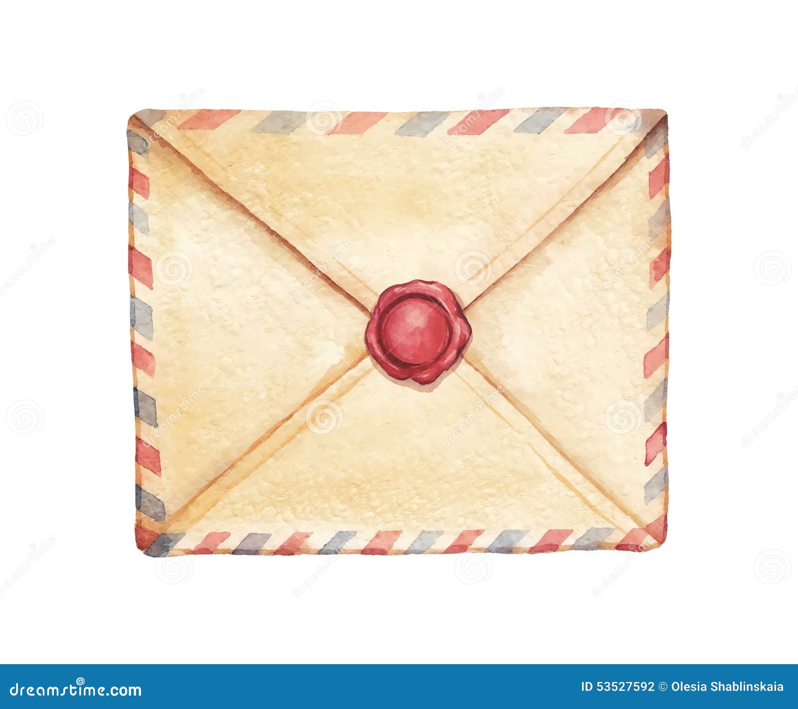 Watercolor envelope stock vector. Illustration of paper - 53527592