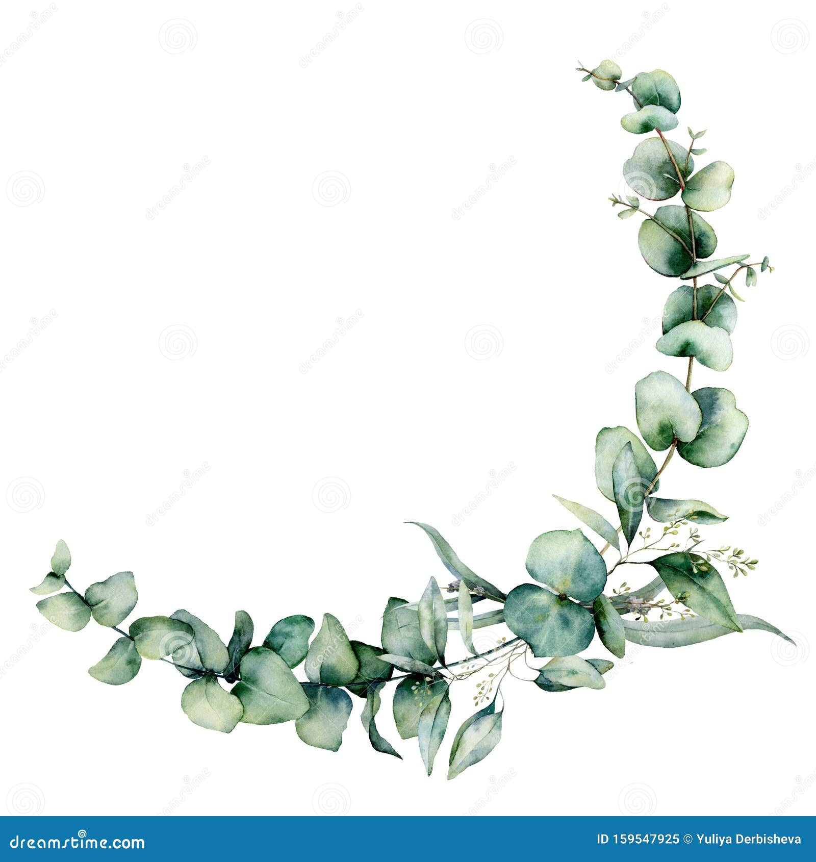 Watercolor Eucalyptus Border. Hand Painted Eucalyptus Branch and Leaves ... Watercolor Eucalyptus Border. Hand Painted Eucalyptus Branch and Leaves ...