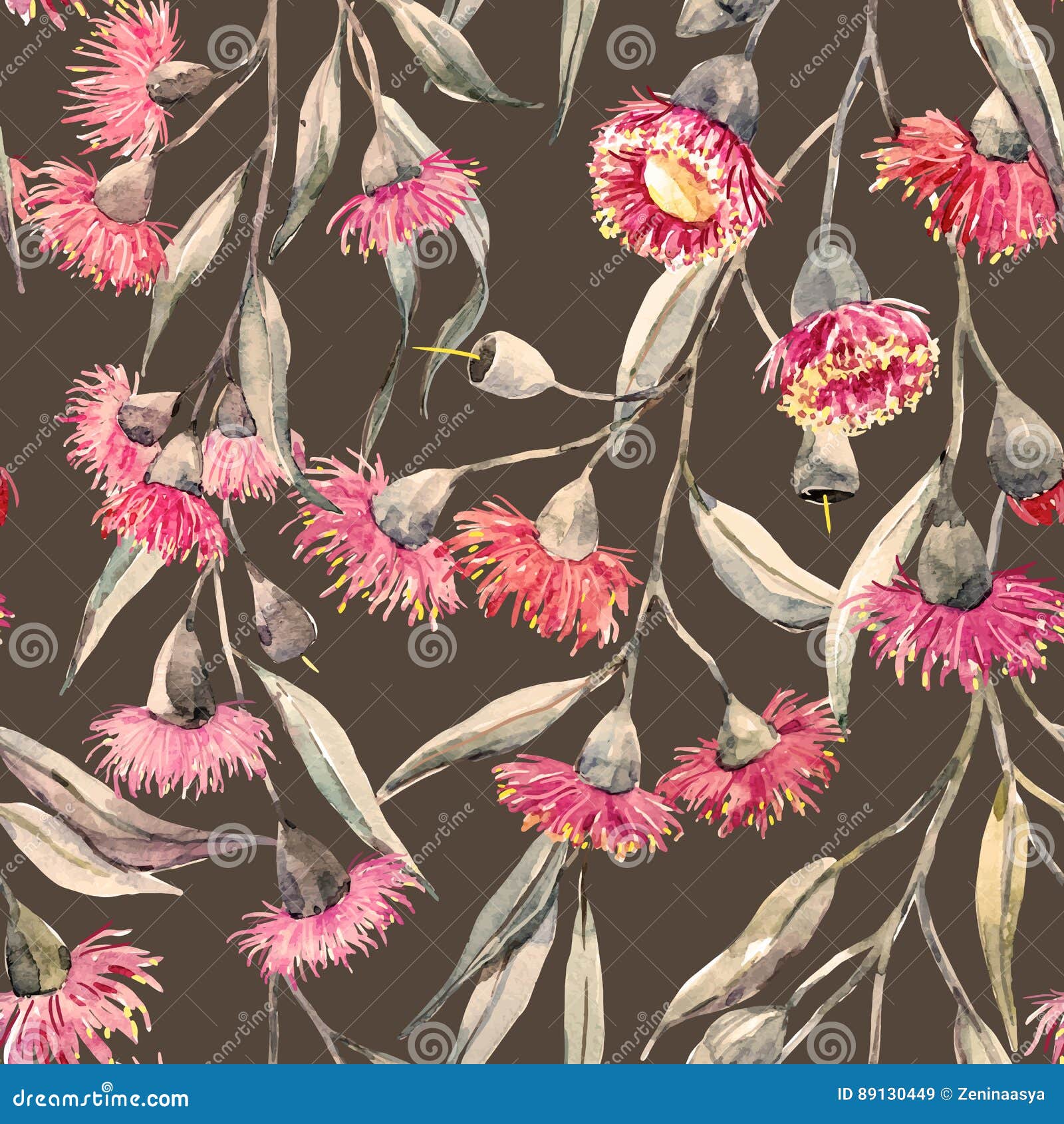Watercolor Eucalyptus Vector Pattern Stock Vector - Illustration of ...