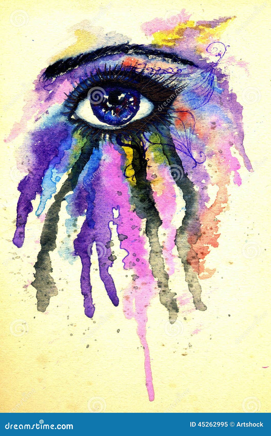 Watercolor Eye stock illustration. Illustration of colorful - 45262995