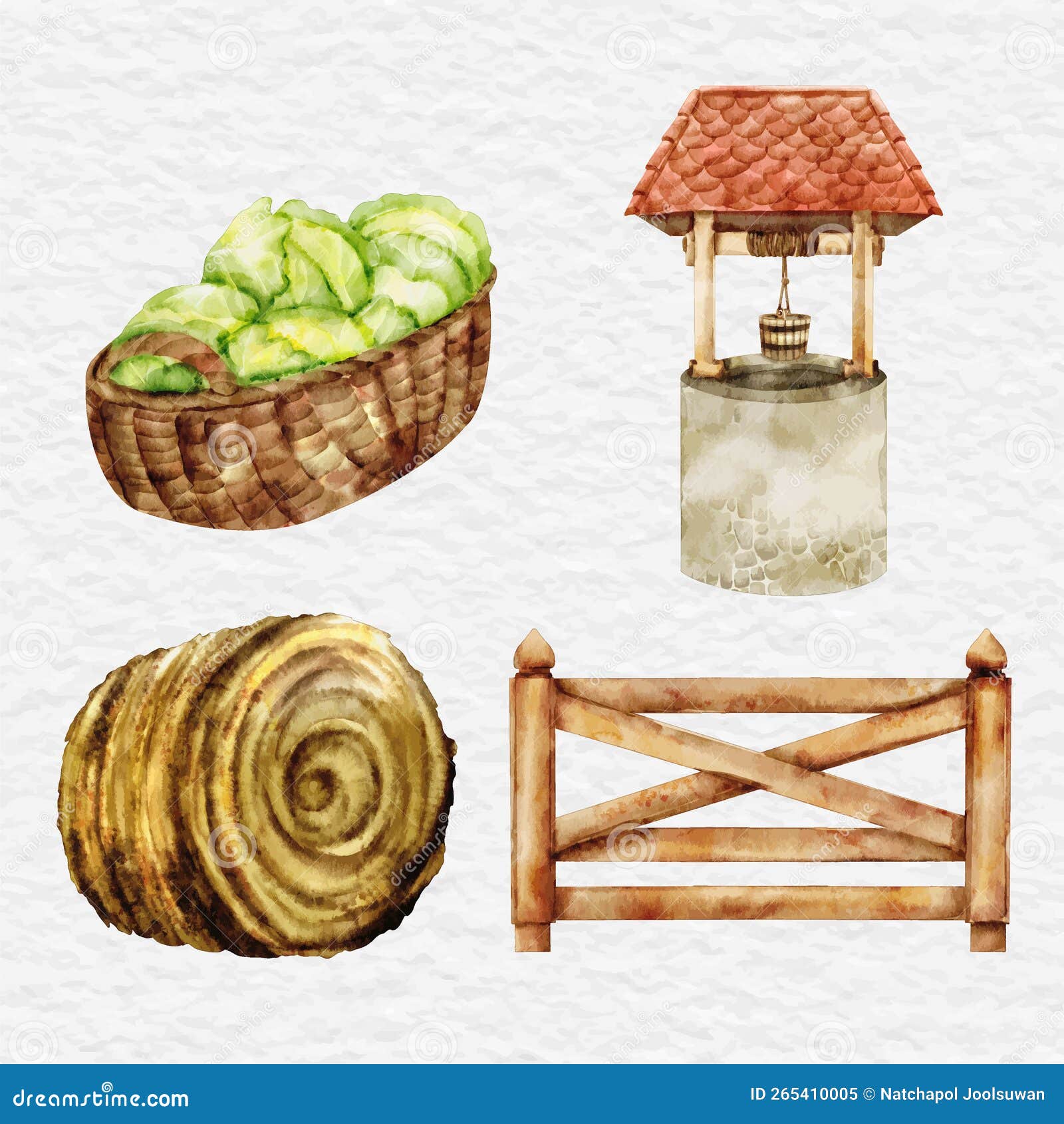 Watercolor Farm Element Collection Set Stock Vector - Illustration of ...