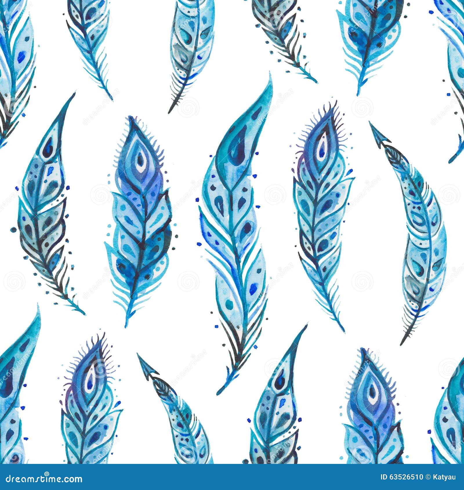 Watercolor Feathers Background Stock Illustration - Illustration of ...