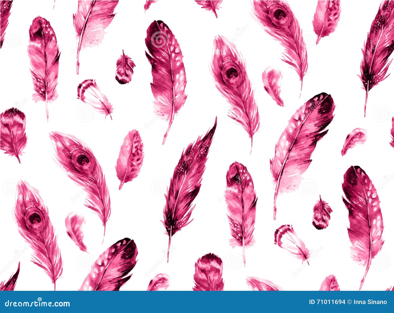Watercolor Feathers Seamless Pattern Stock Vector - Illustration of ...