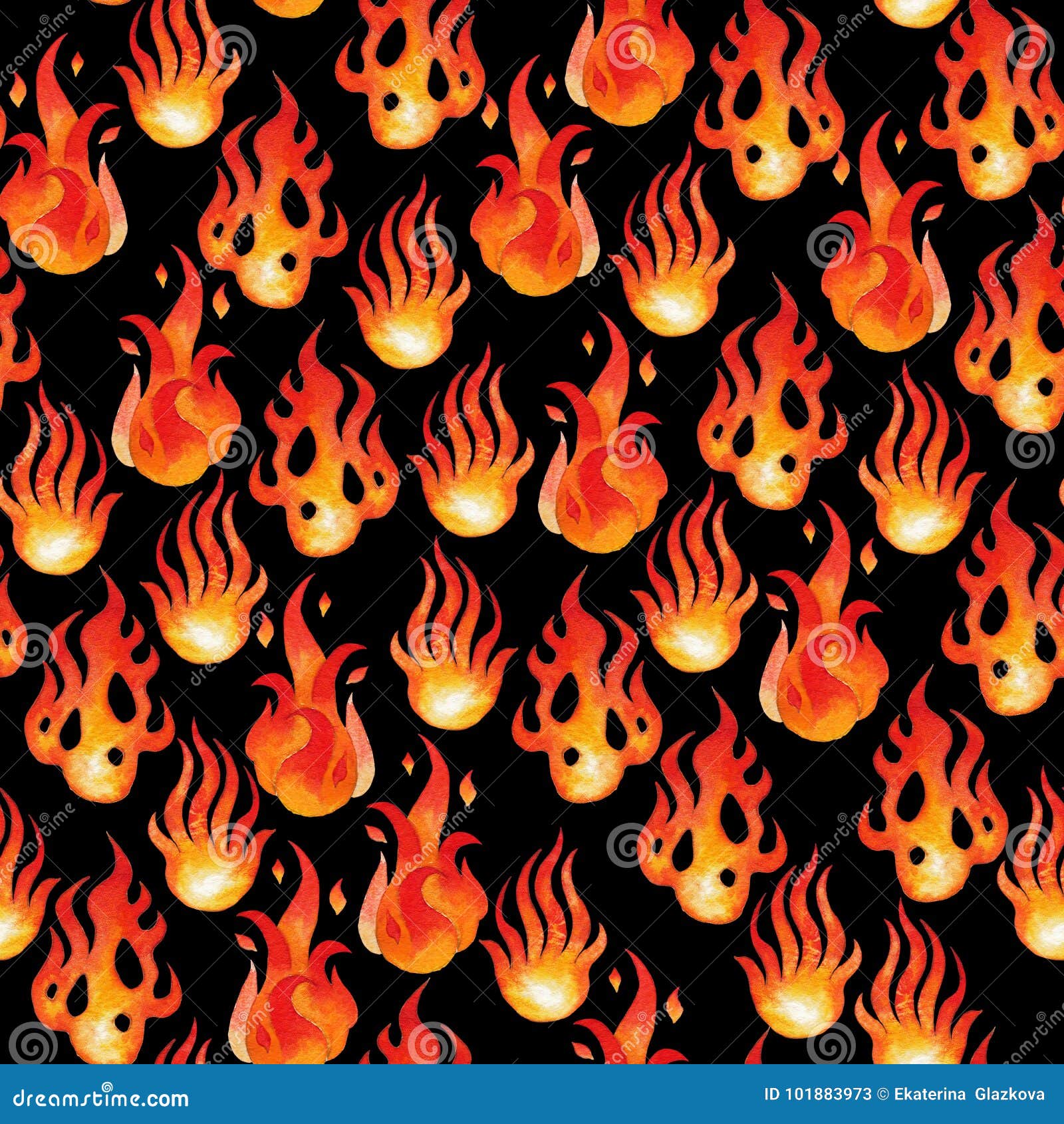 Watercolor fire flames stock illustration. Illustration of bonfire ...