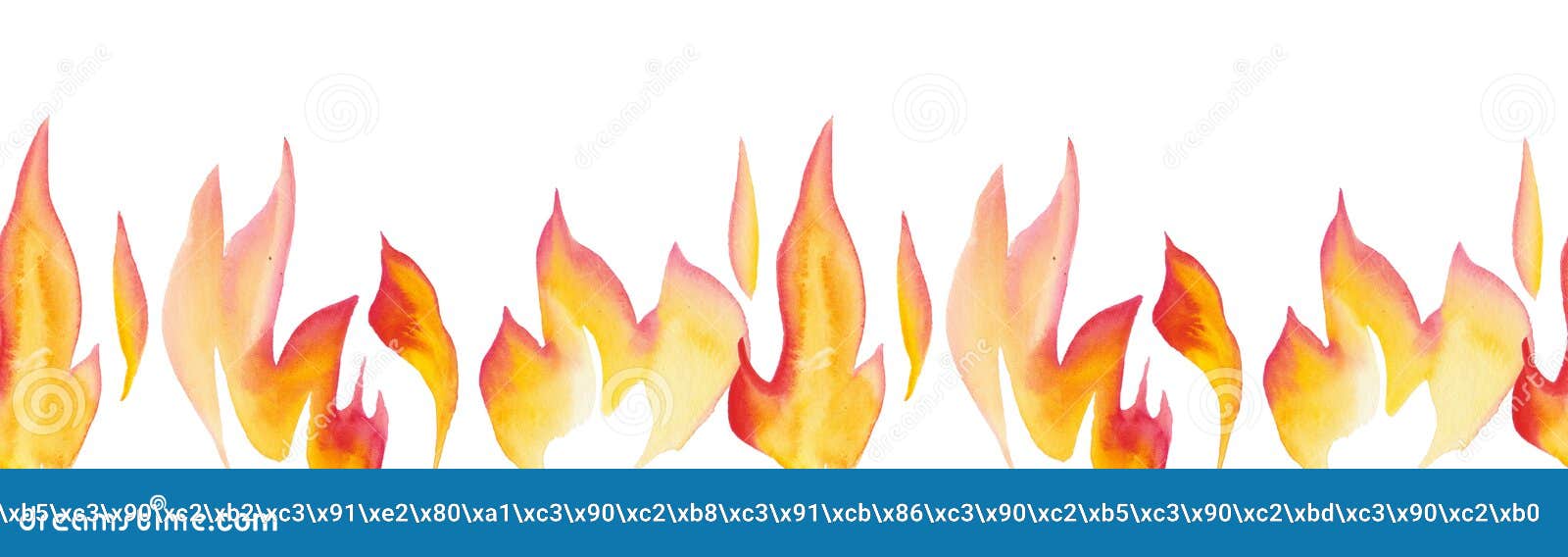 Watercolor Fire. Seamless Pattern of Different Hand Drawn Flames Stock ...