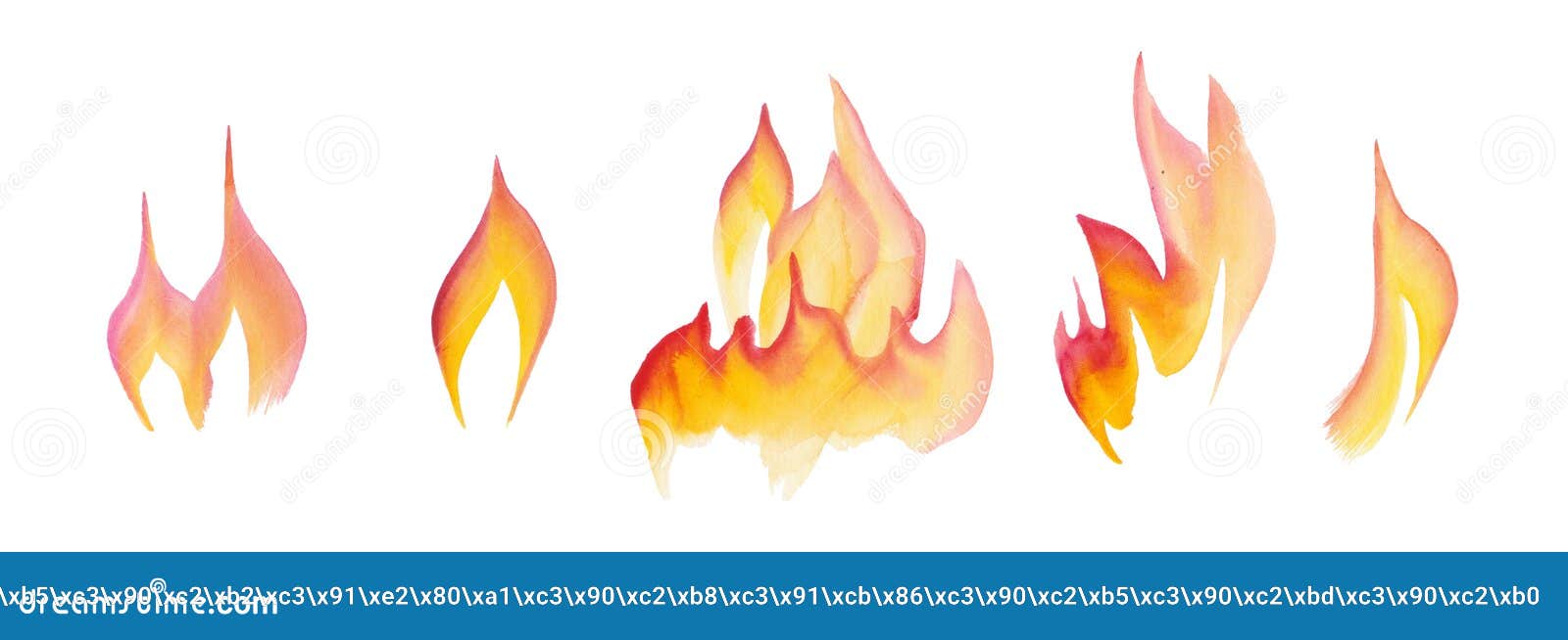 Watercolor of the Fires Bundle - Fire Clipart Bundle Stock Illustration ...