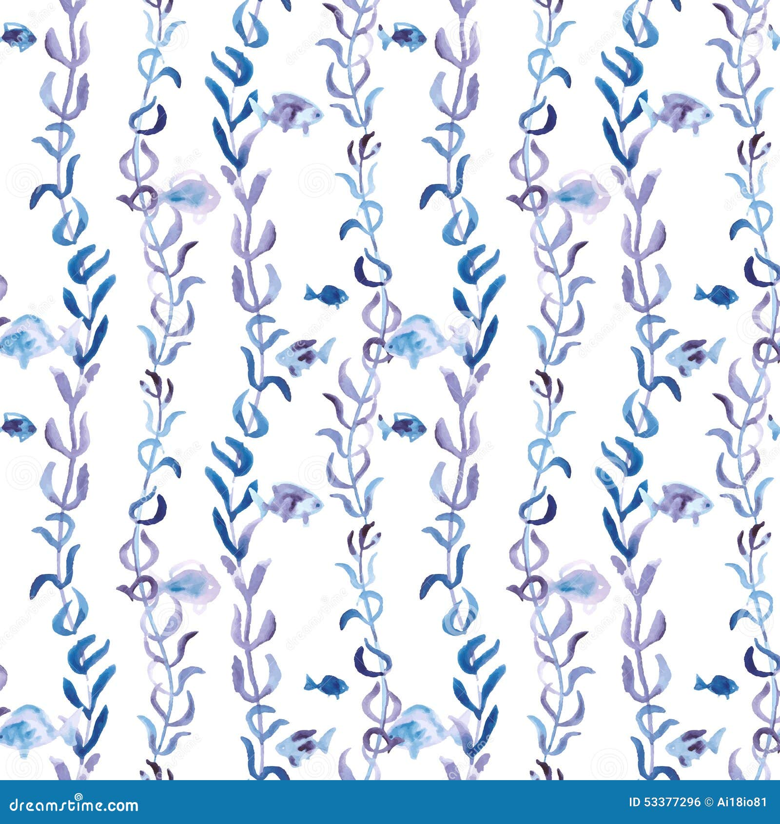 Algae Seamless Pattern. Vector Cartoon Undersea Seaweed Illustration ...