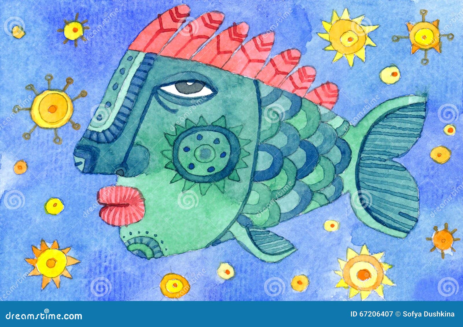 Watercolor Fish Illustration Stock Illustration - Illustration of ...