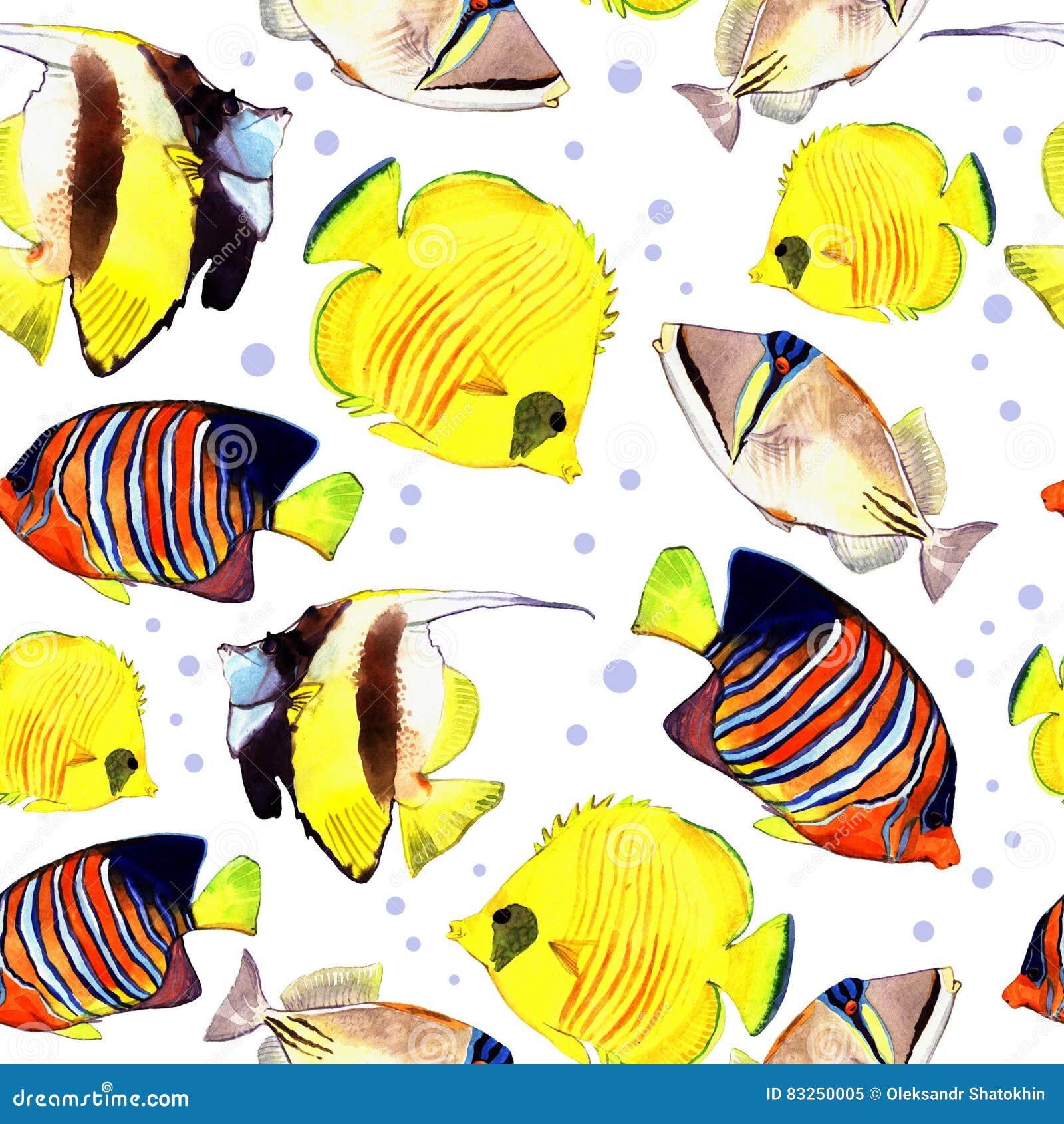 Watercolor Fish. Sea Fish Set Illustration Stock Illustration ...