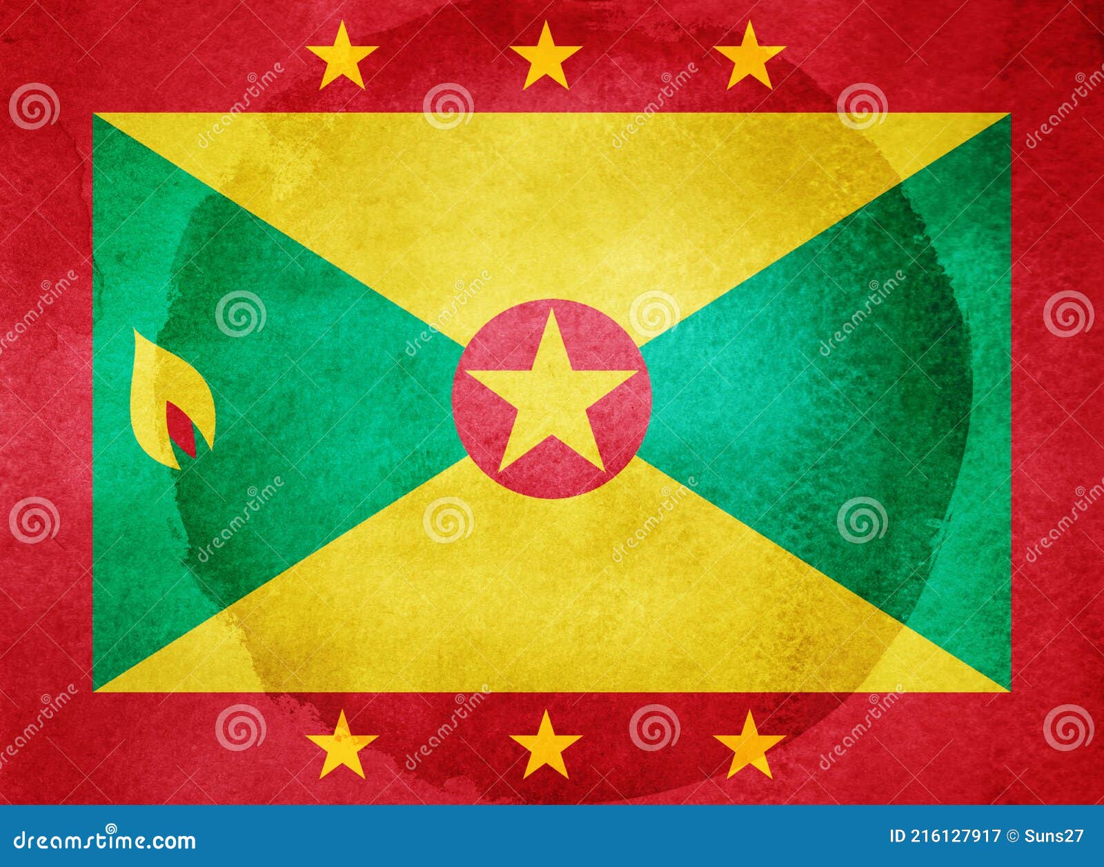 Watercolor Flag on Background. Grenada Stock Illustration ...