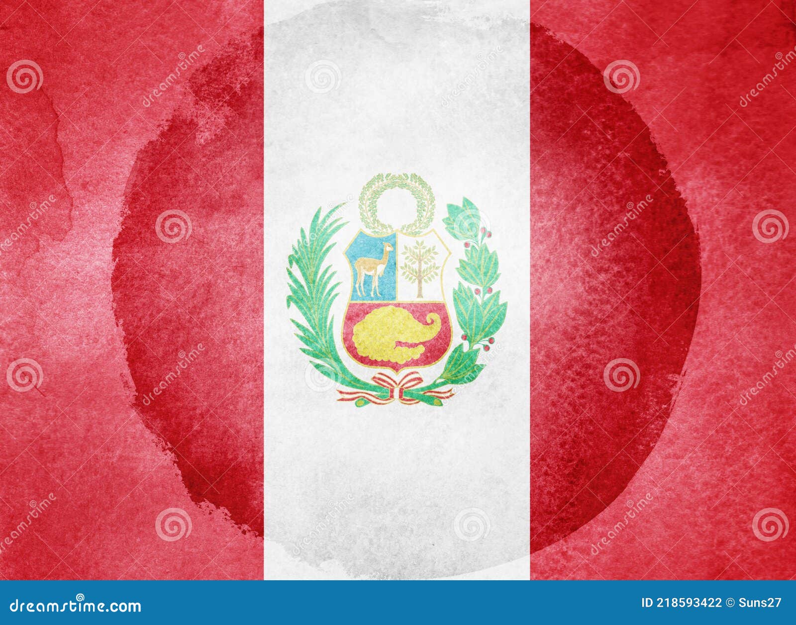 Watercolor Flag on Background. Peru Stock Illustration - Illustration ...