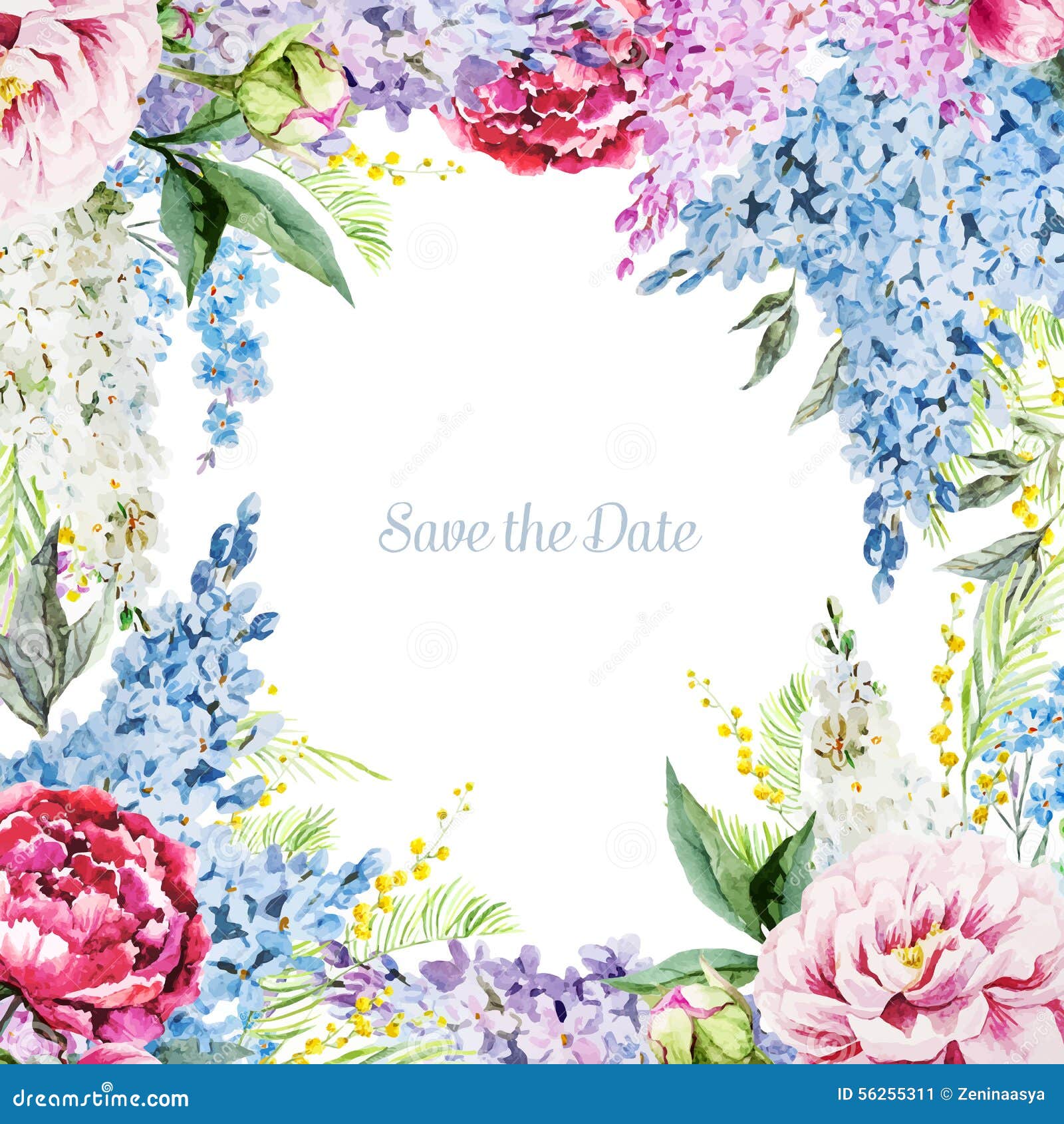 Watercolor floral frame stock vector. Illustration of decor - 56255311