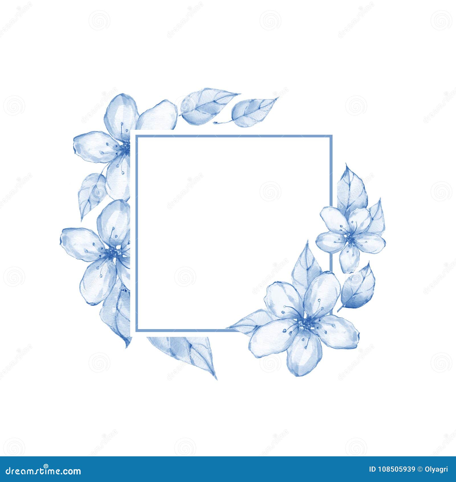Watercolor Floral Frame with Delicate Flowers Stock Illustration ...