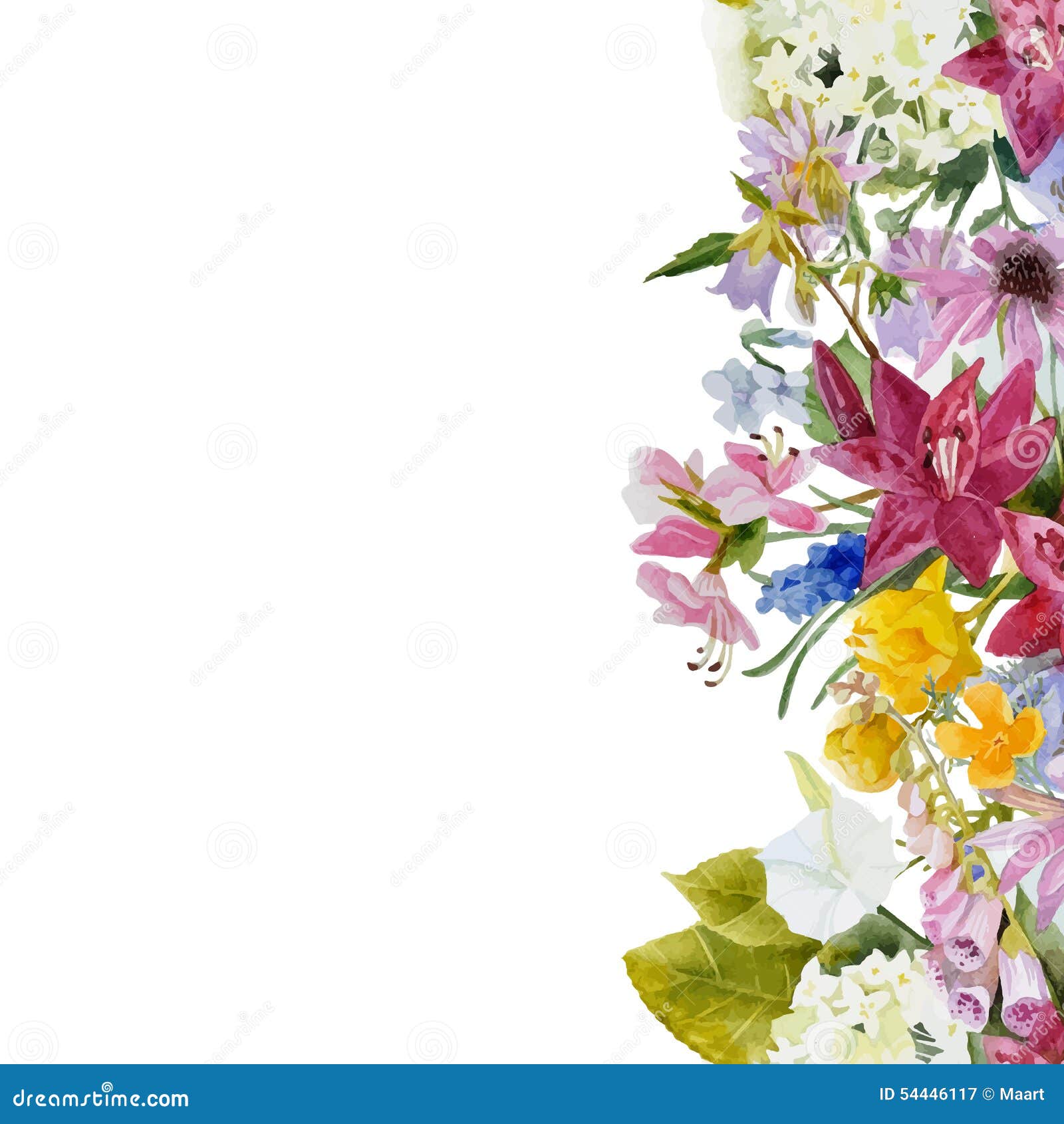 Watercolor Floral Seamless Border Cartoon Vector | CartoonDealer.com ...
