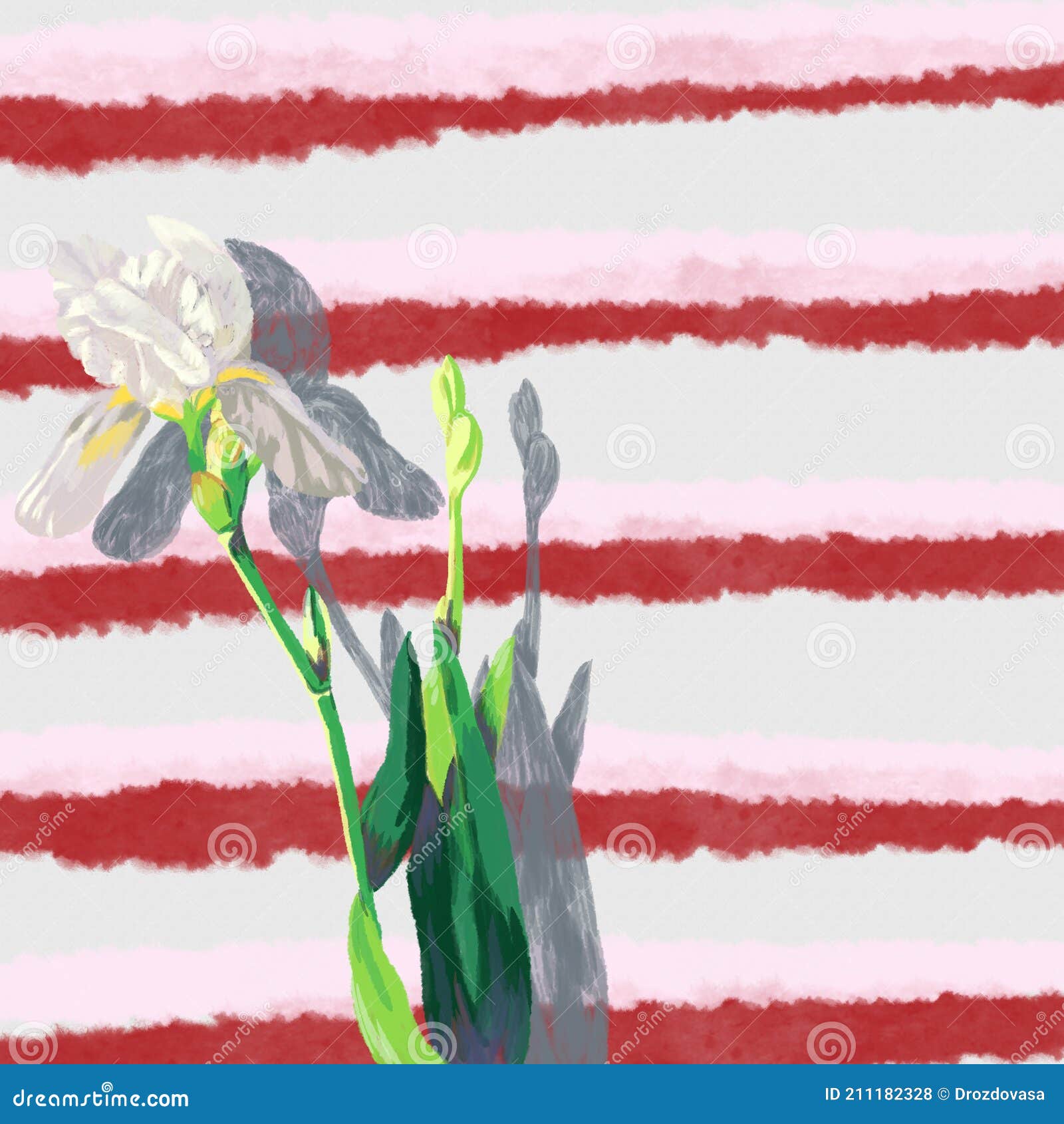 Watercolor Iris Paper Effect Red Background Stock Vector - Illustration ...