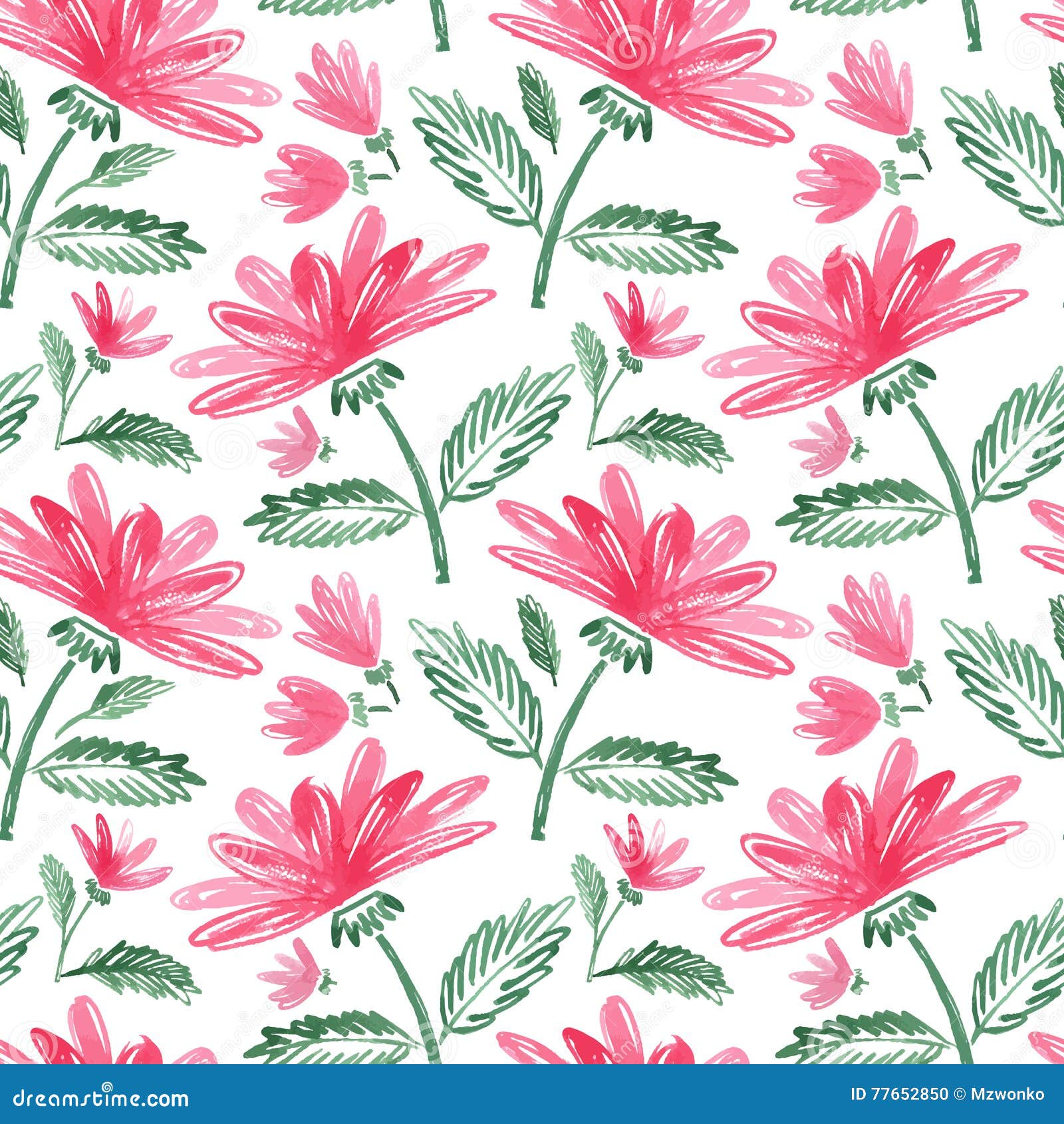 Watercolor Flower Nature Pattern Stock Vector - Illustration of grass ...